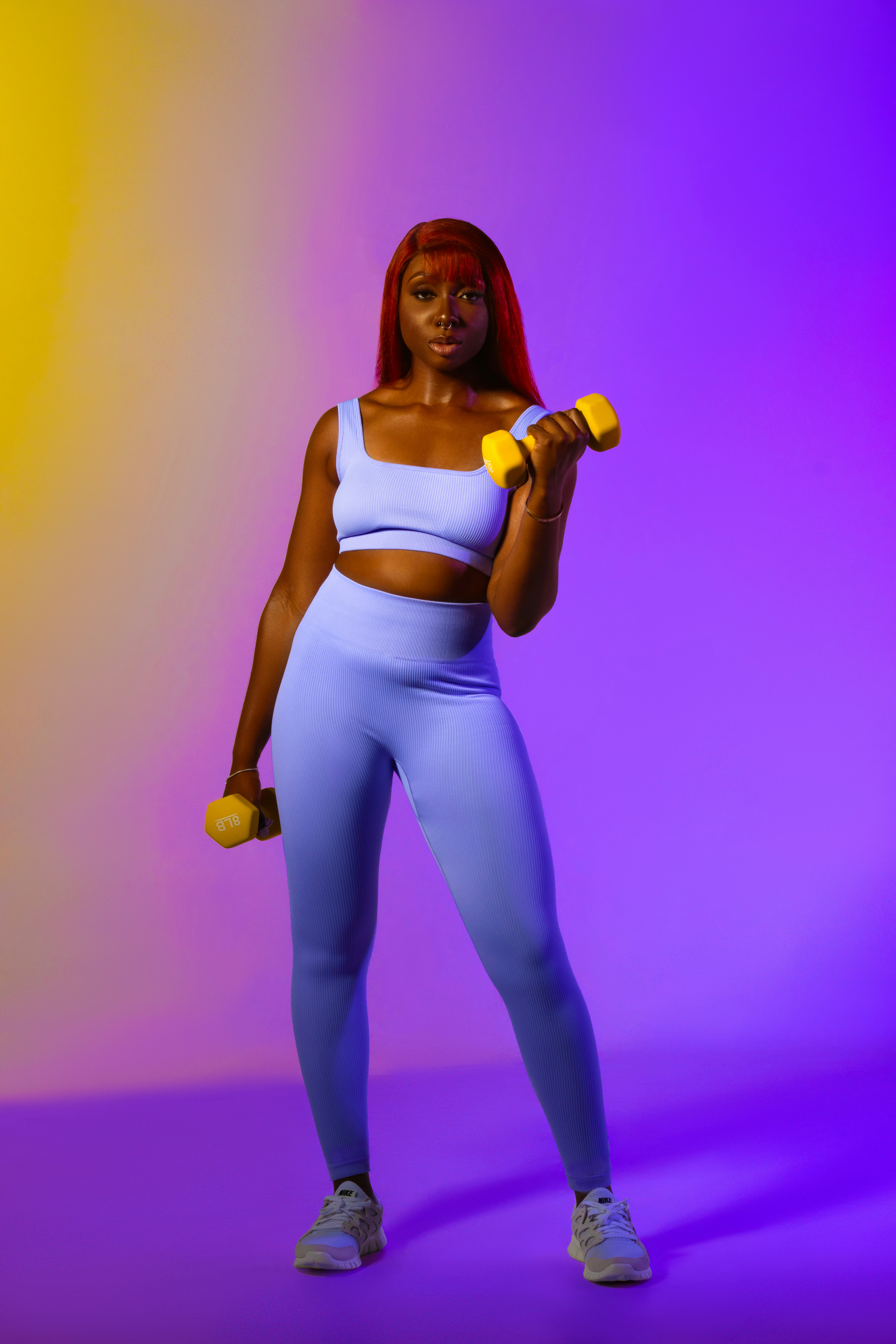 Color Pulse: Athlete in Violet Studio