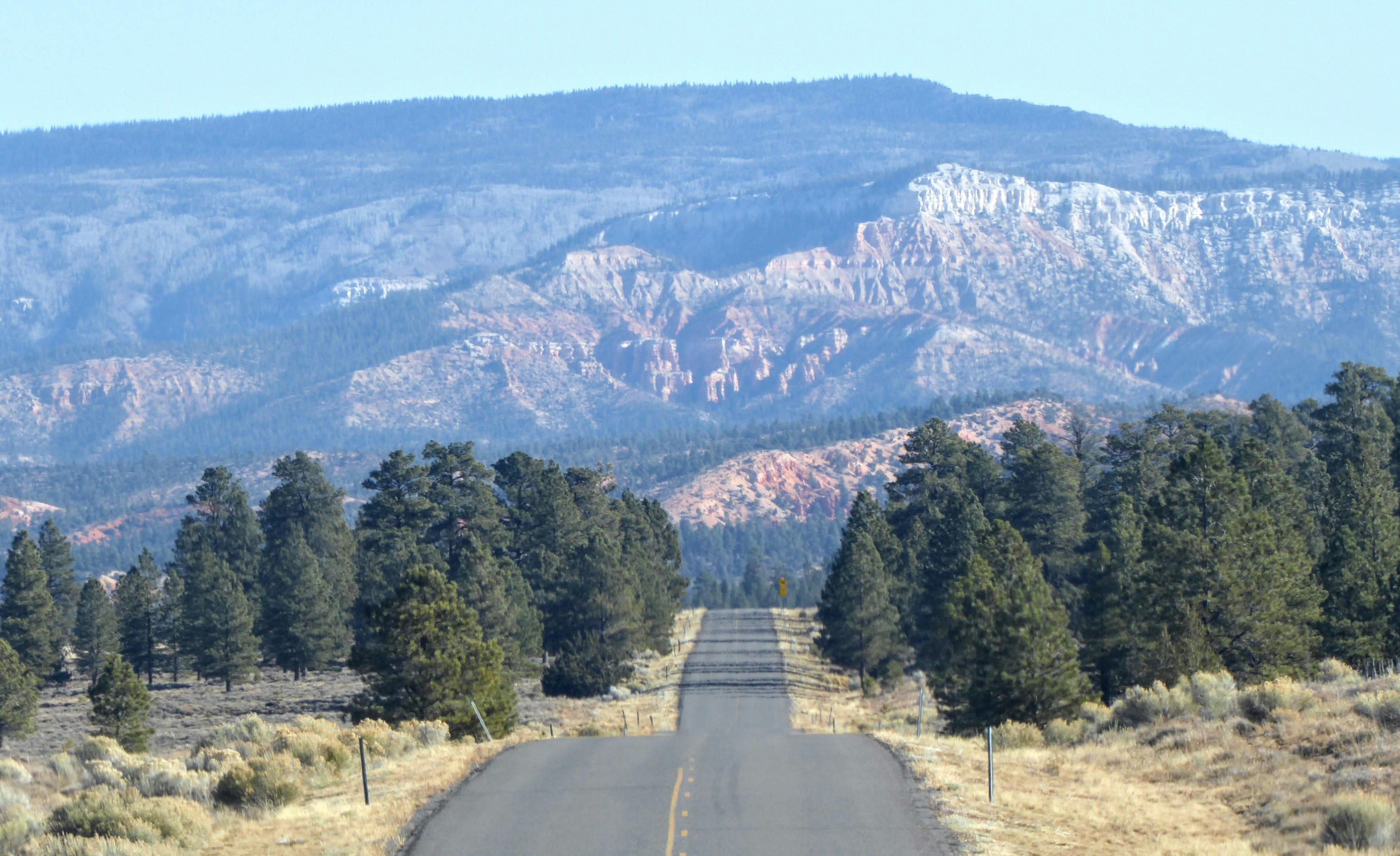 Vanishing Point: Desert Highway Toward Redrock Ridge