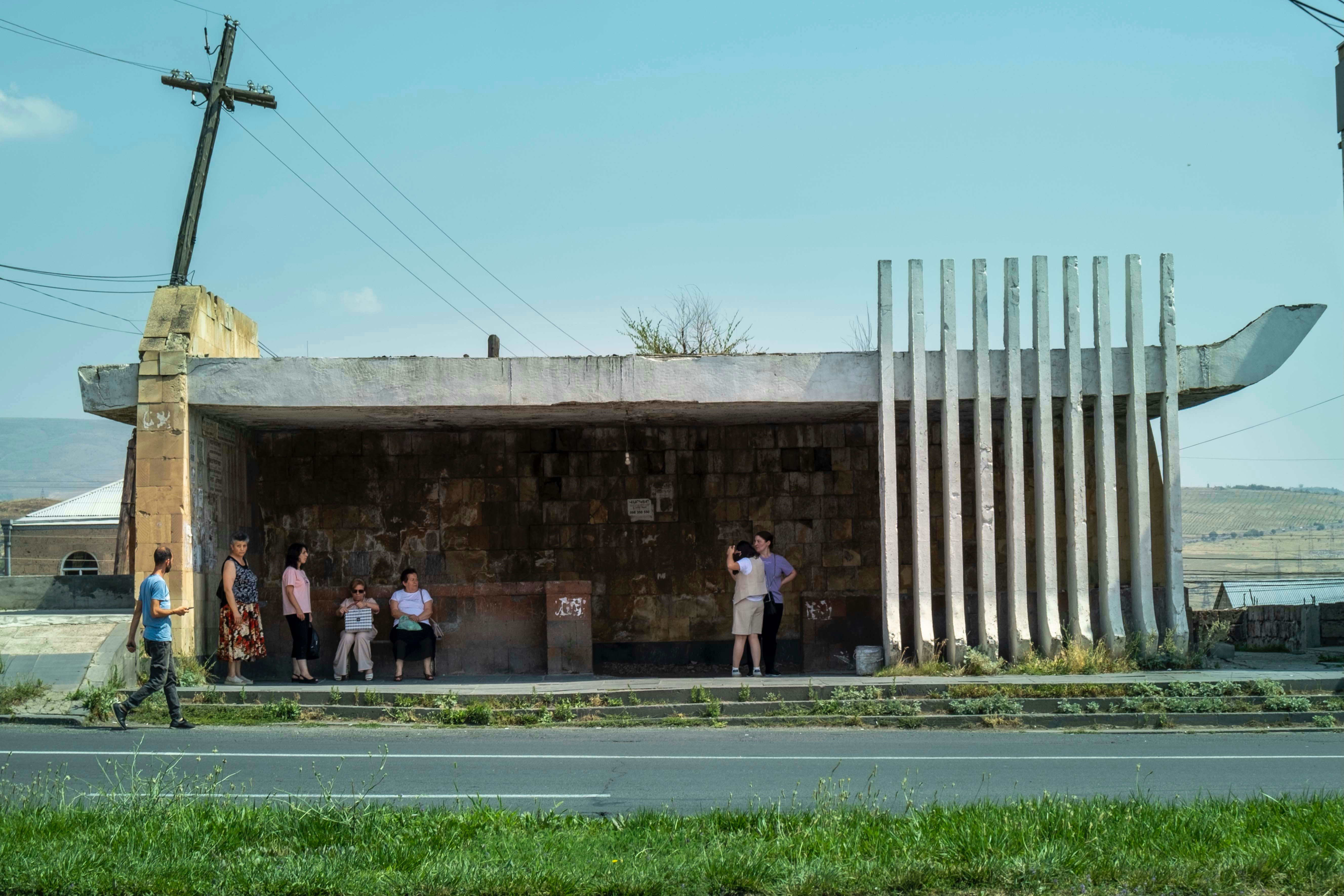 Soviet bus stop in Yerevan that stands still for many years already