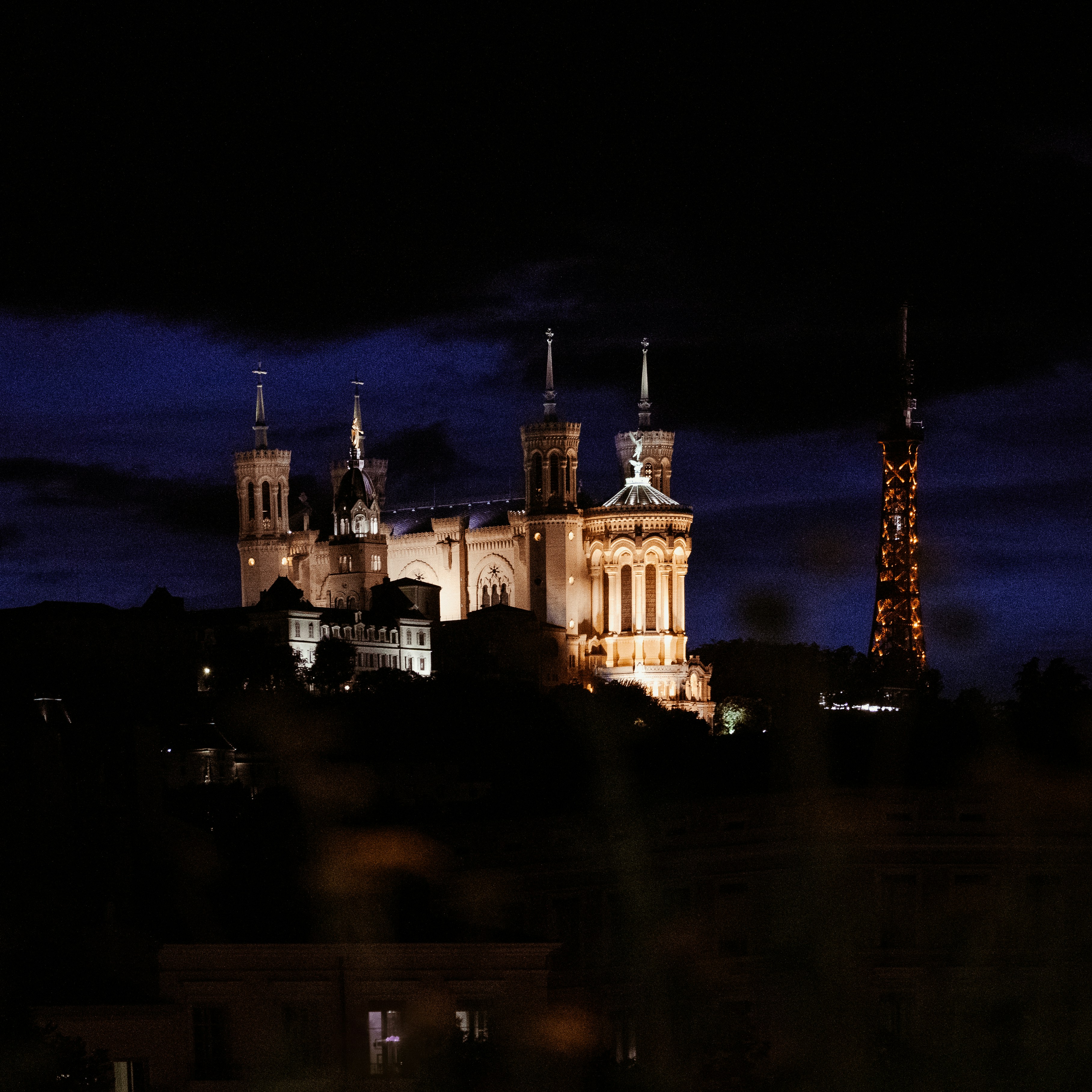 Nocturne Over Cathedral Glow and the Ember Tower