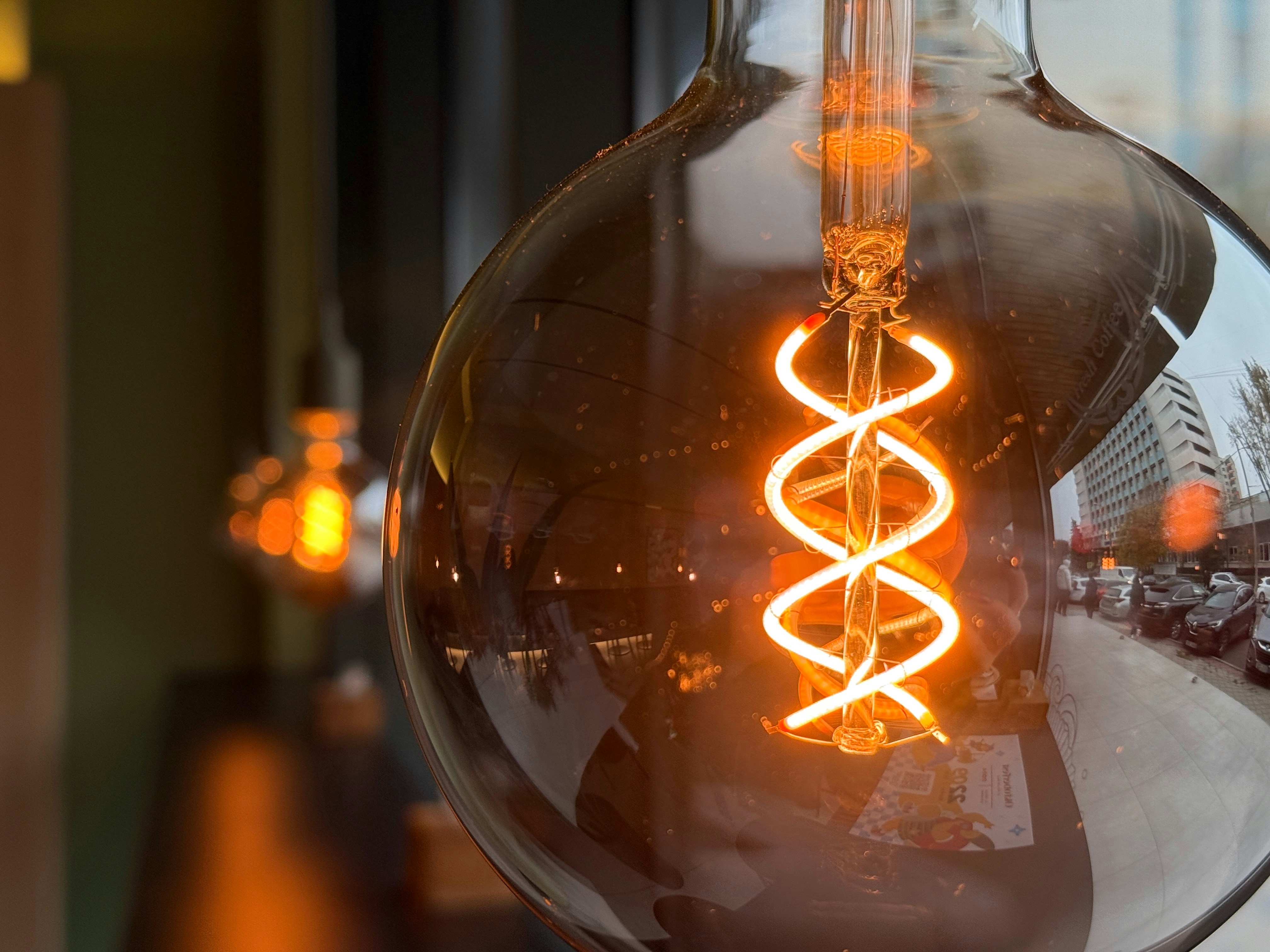 Helix of Warm Light Encased in a Glass Globe