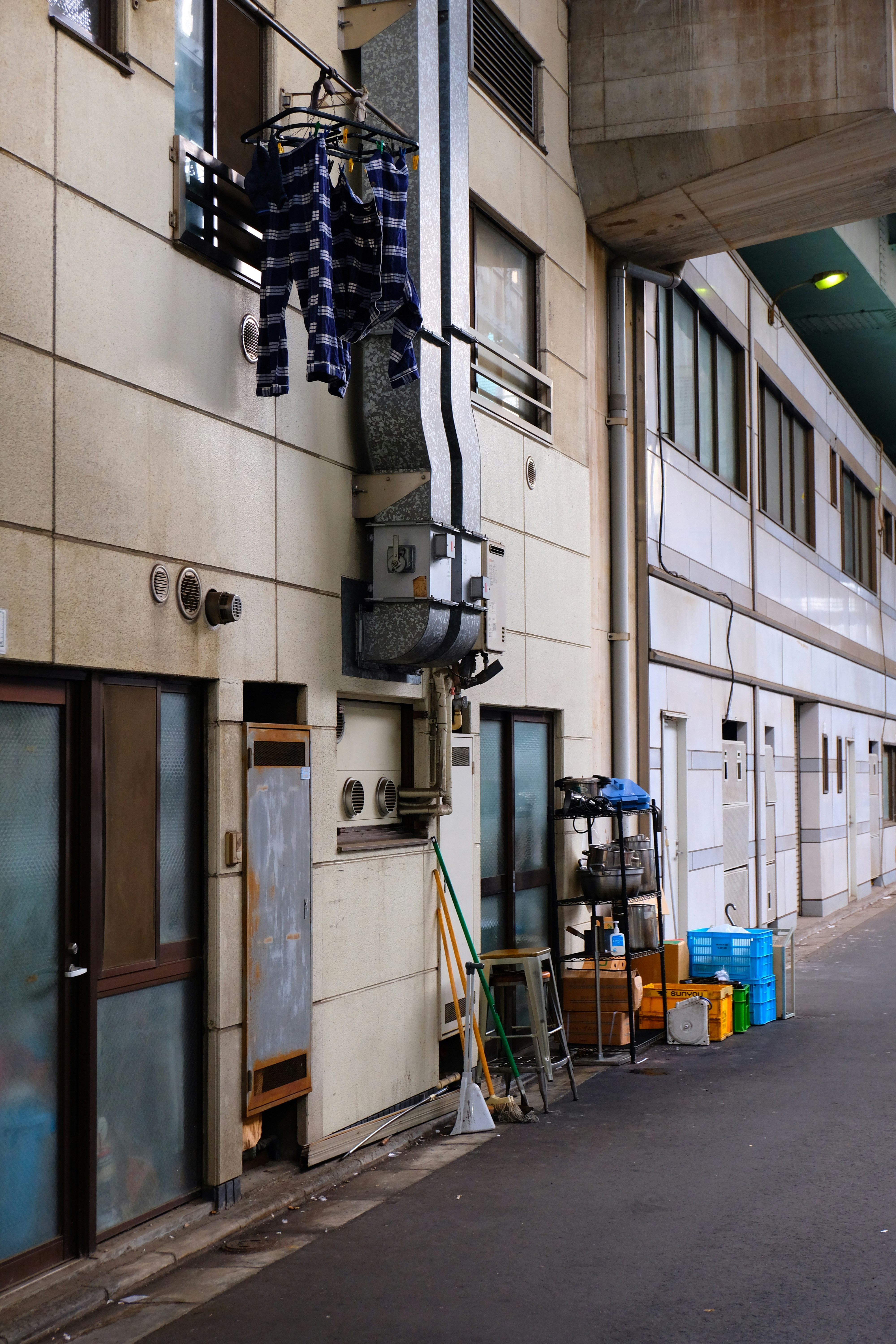 Rear view of stores in a side street in Tokyo