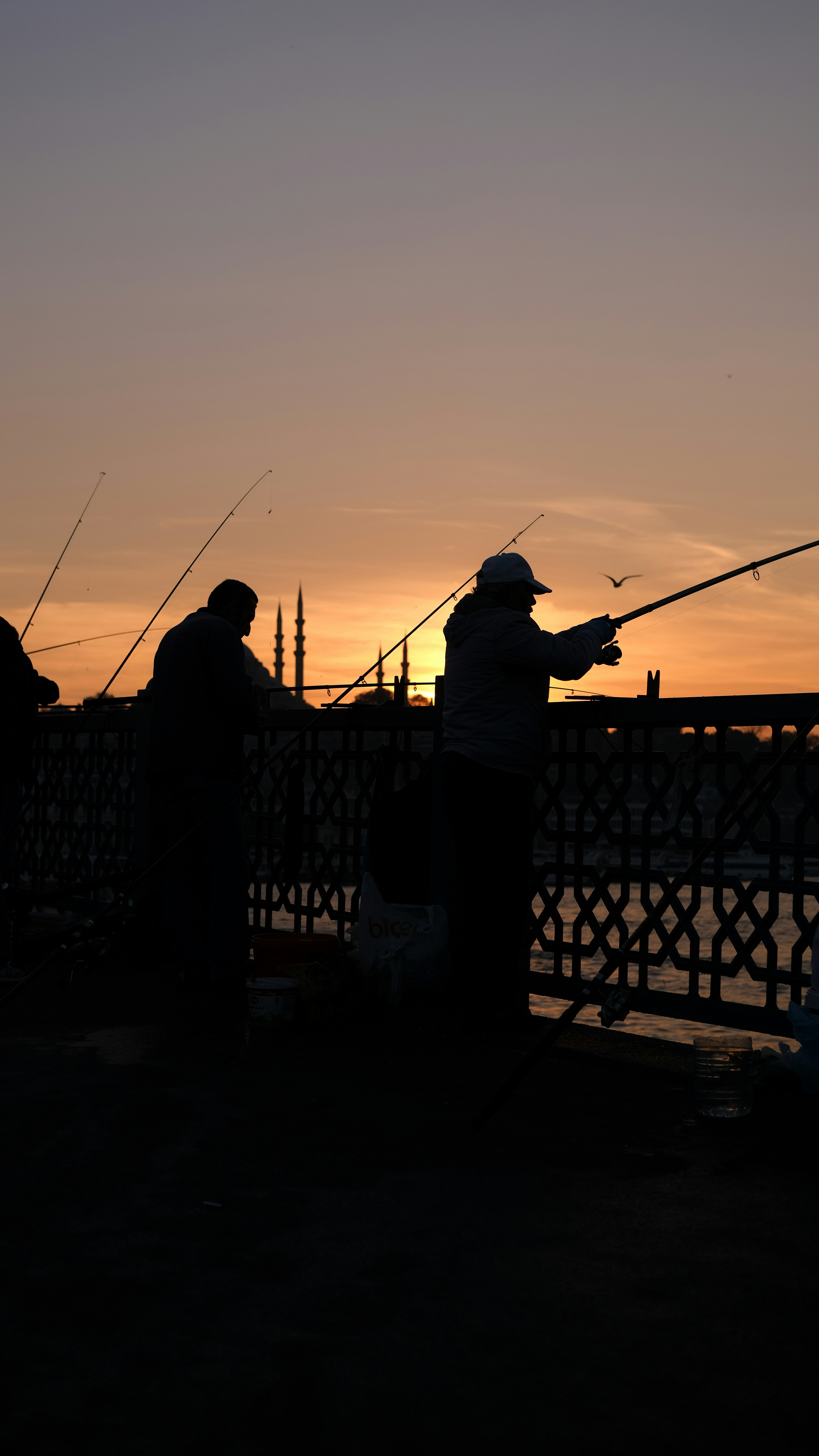 A group of people fishing on a pier at sunset photo – Free Man Image on ...