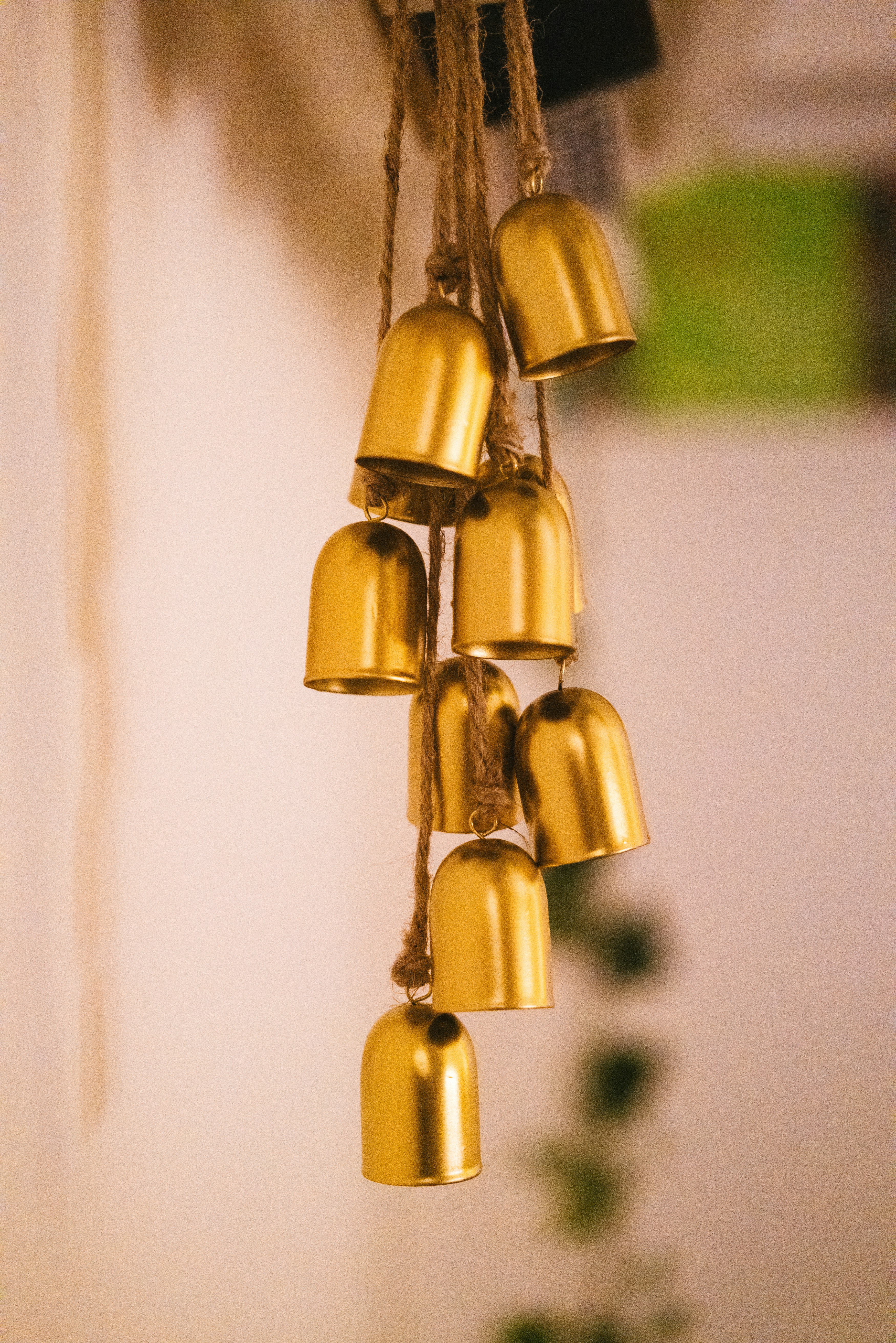 Gilded Bell Cascade in Warm Ambient Light