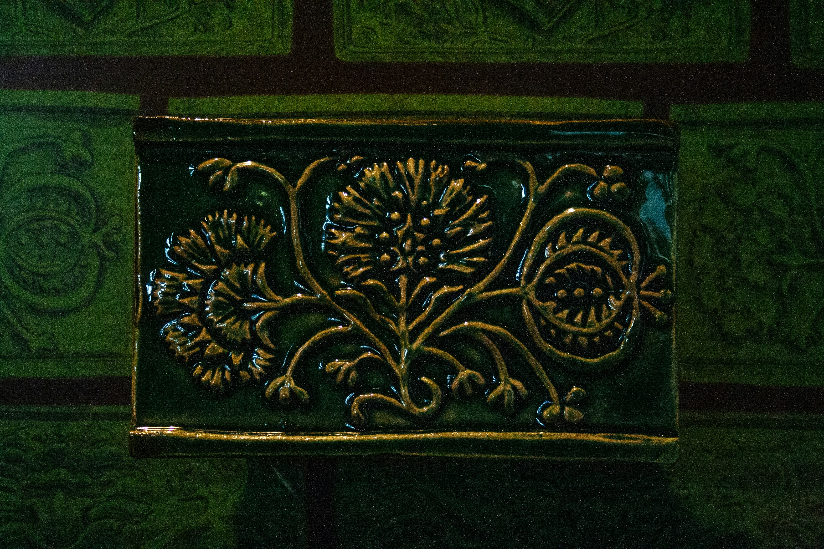 Old tile ornament in a castle museum