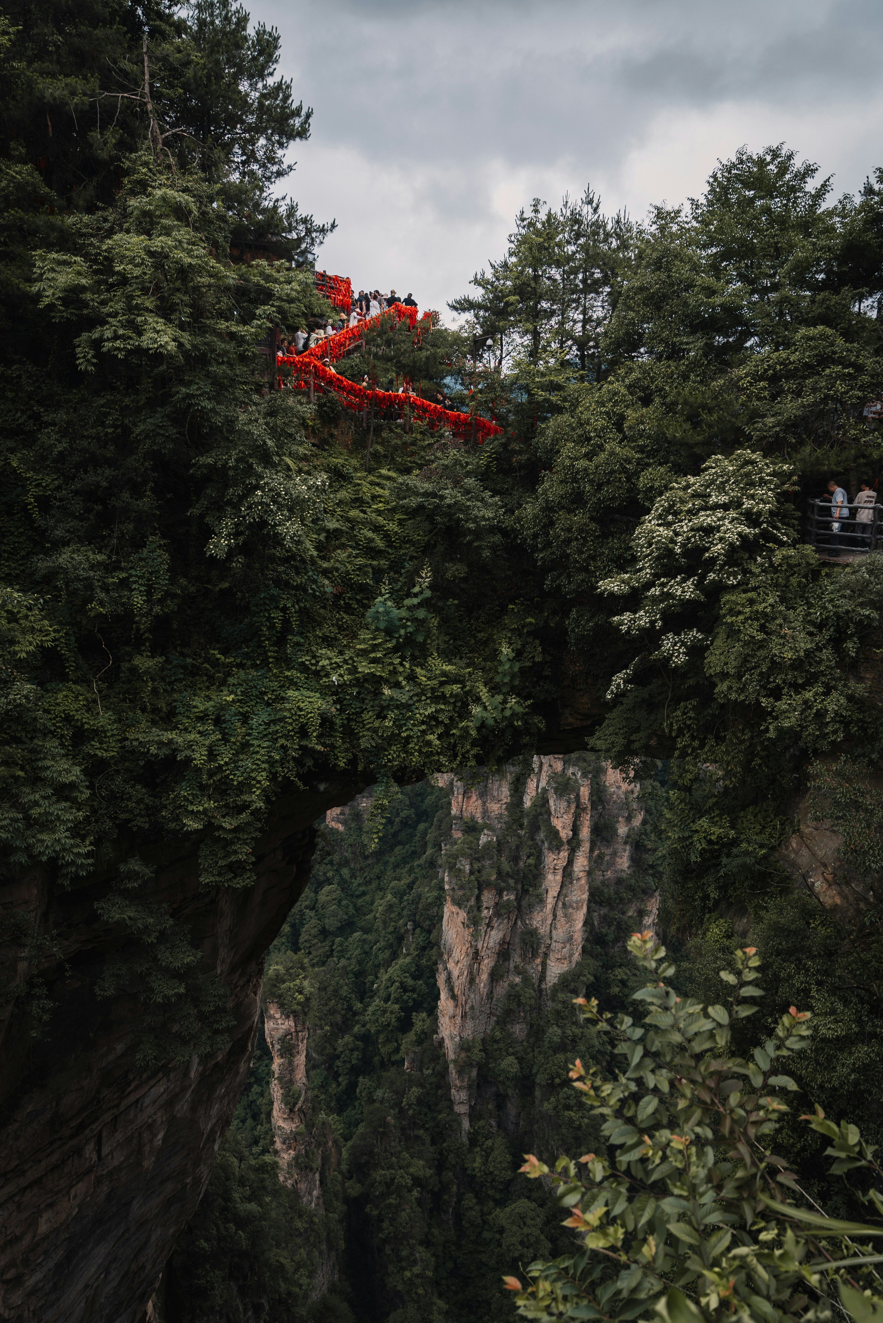 Crimson Ribbon Over the Cliffside Gorge