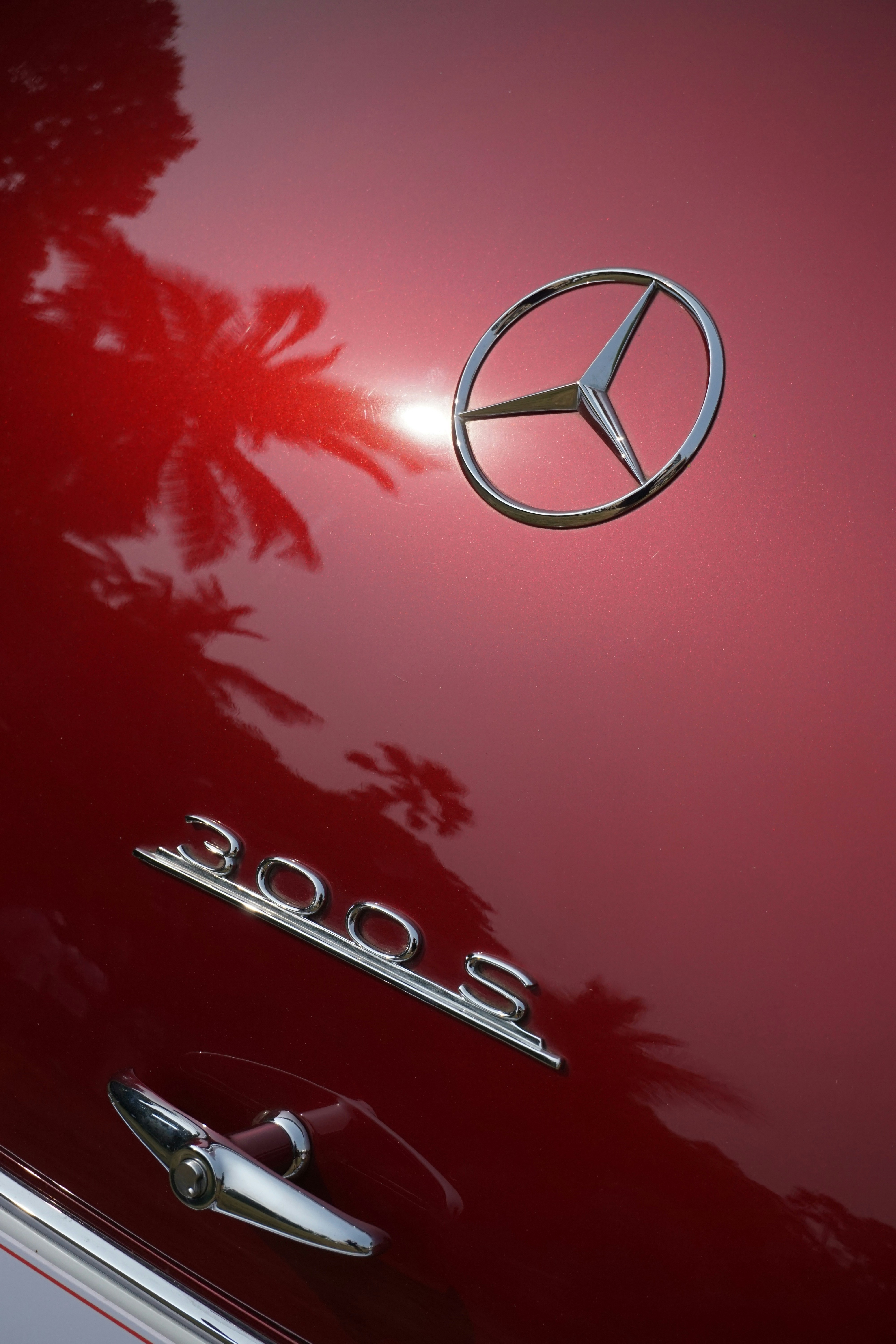 A close up of a mercedes emblem on a red car photo – Free Mercedes ...