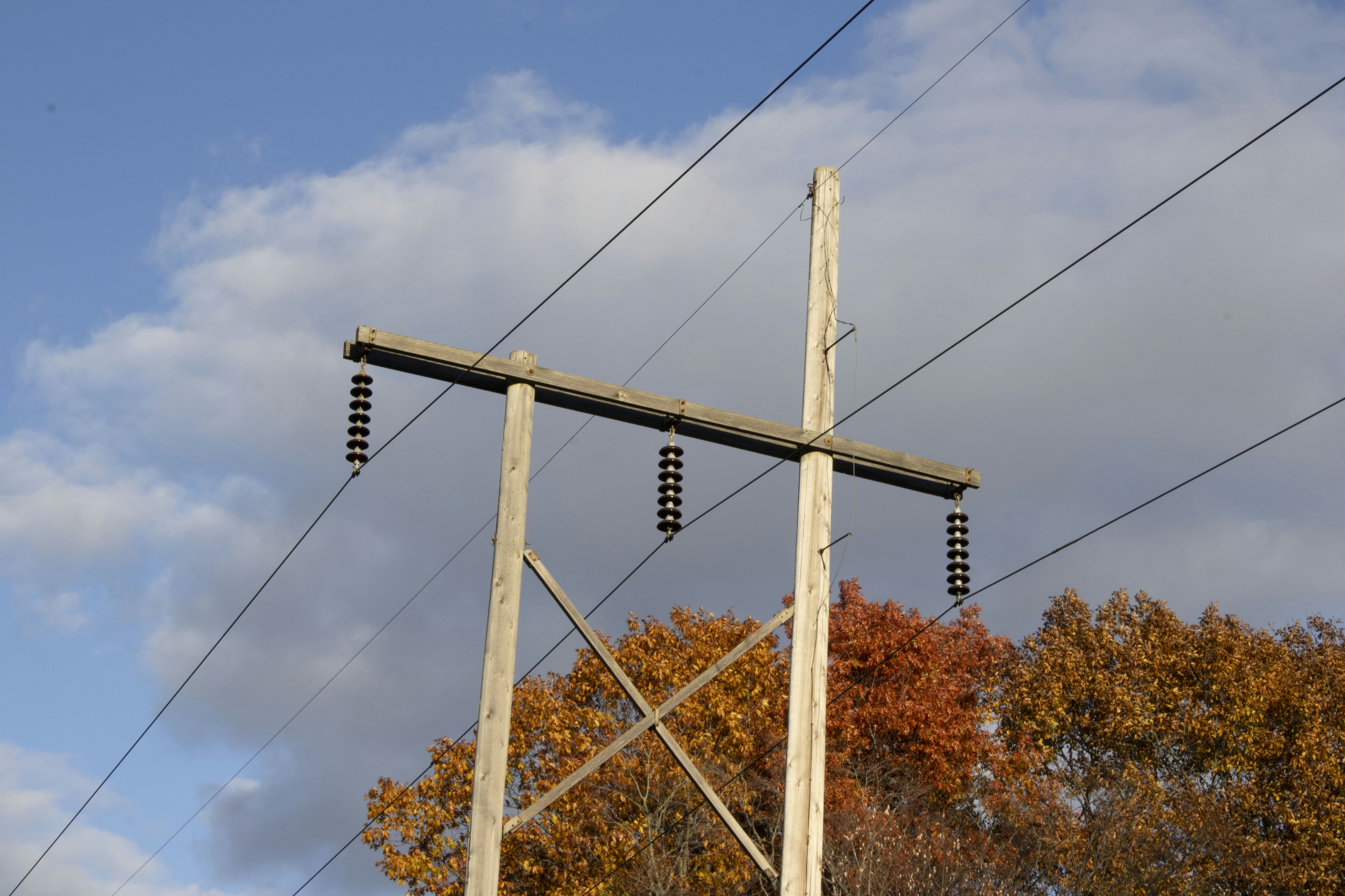 Crossarm in Autumn Light: A Quiet Portrait of Power Lines