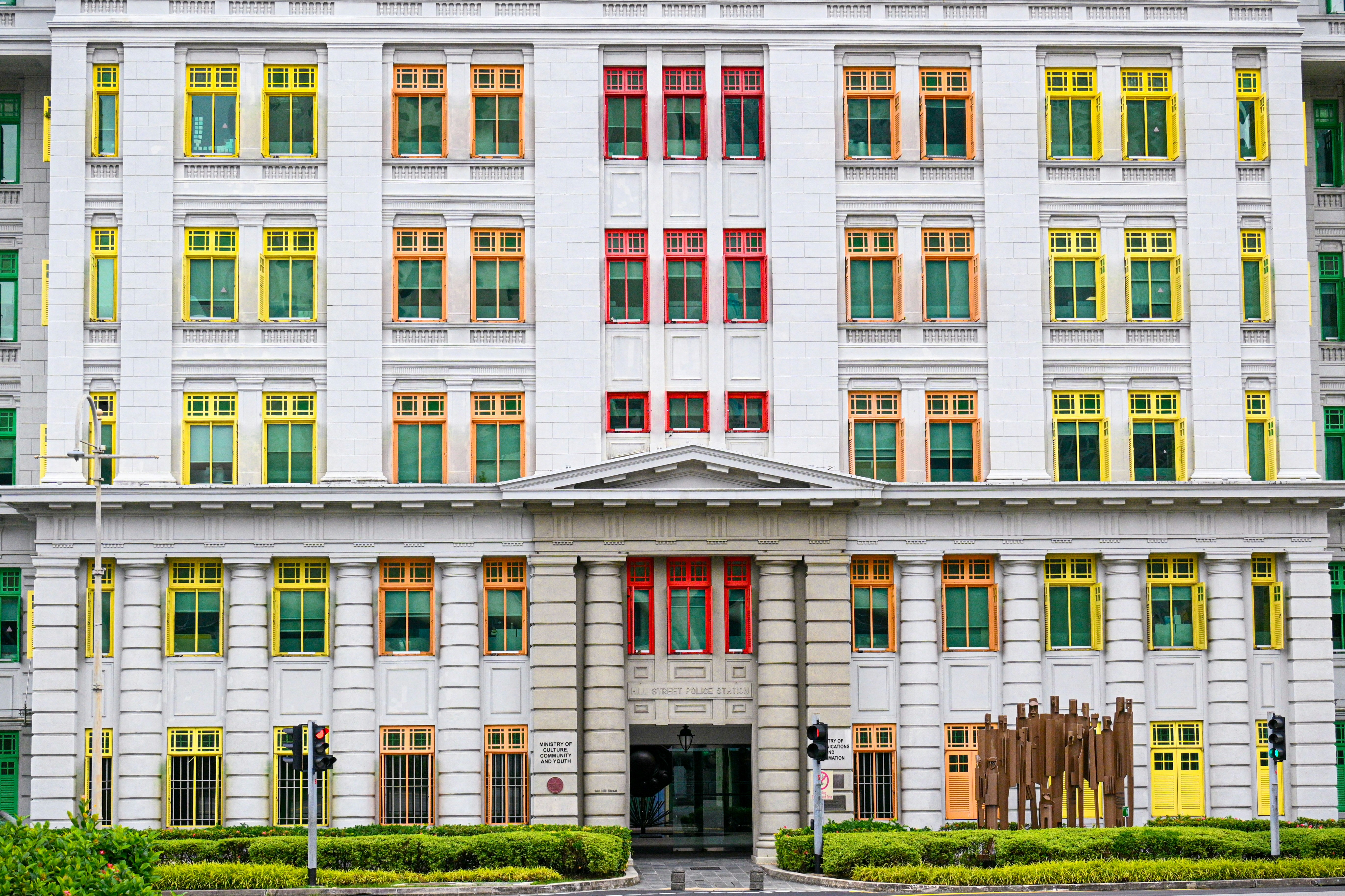 Colorful Facade Symmetry: A Civic Building’s Rainbow Windows