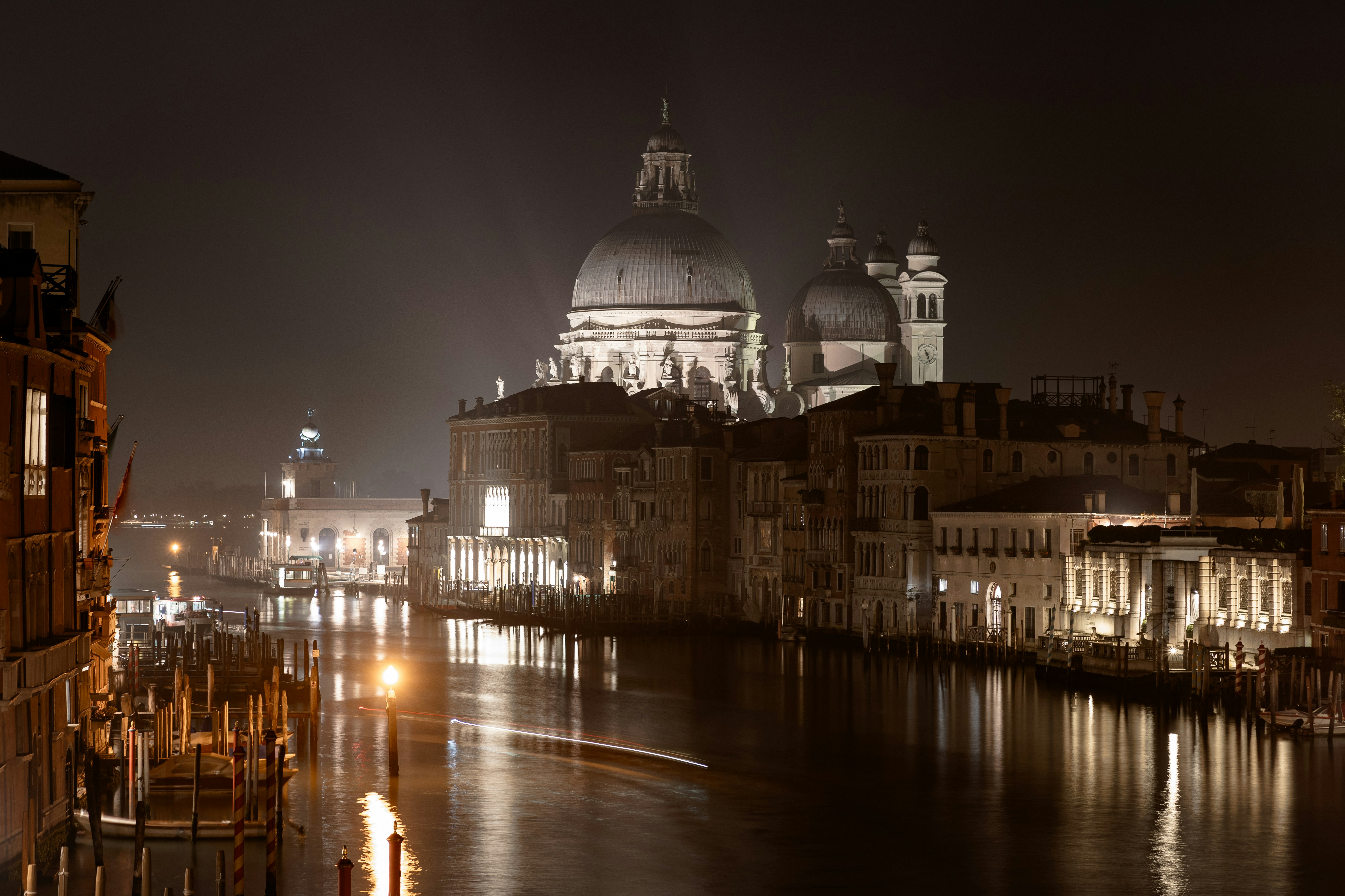Night Venice: Santa Maria della Salute Illuminated Over the Grand Canal