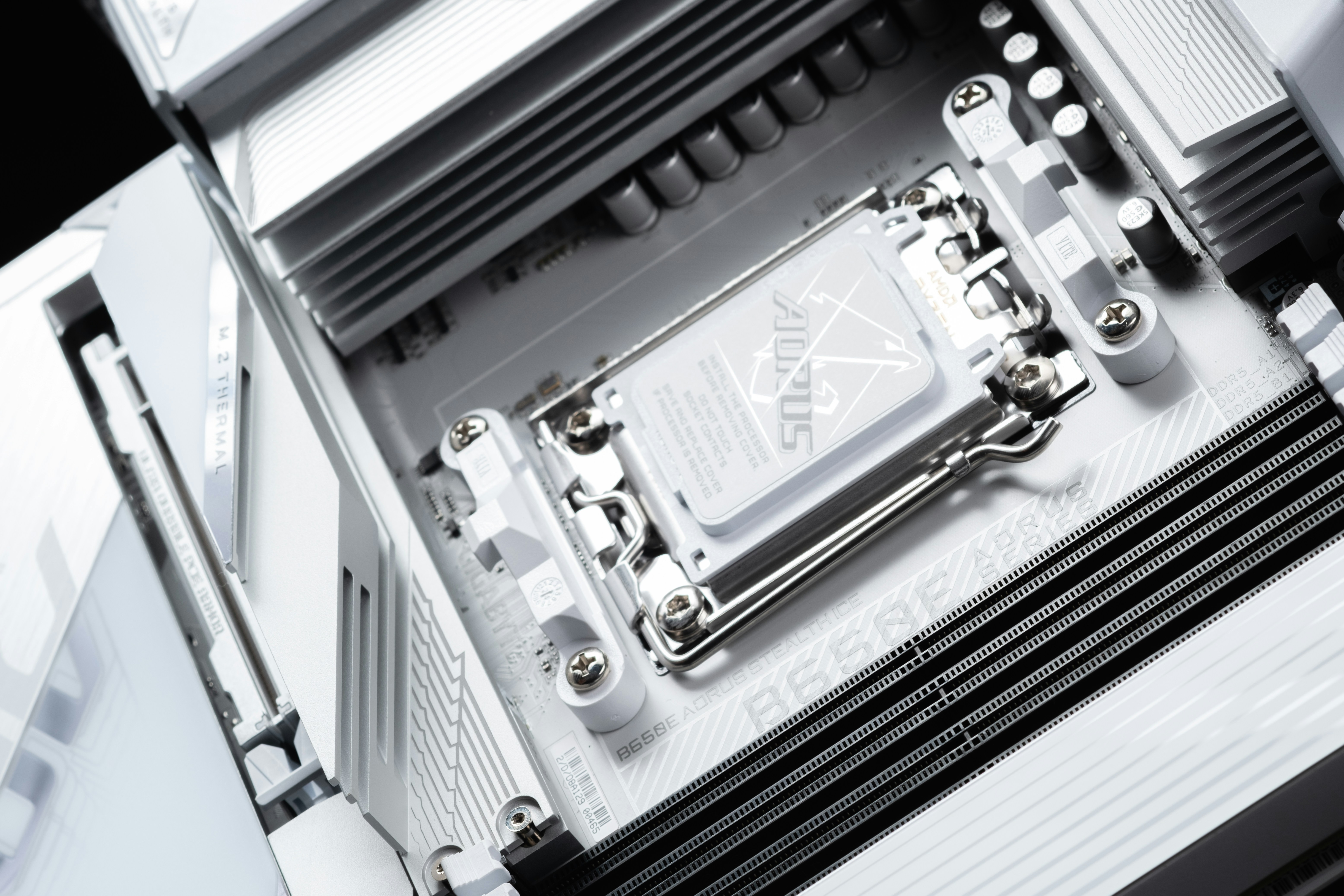 The inside of a computer case with a clock on top of it photo – Free ...