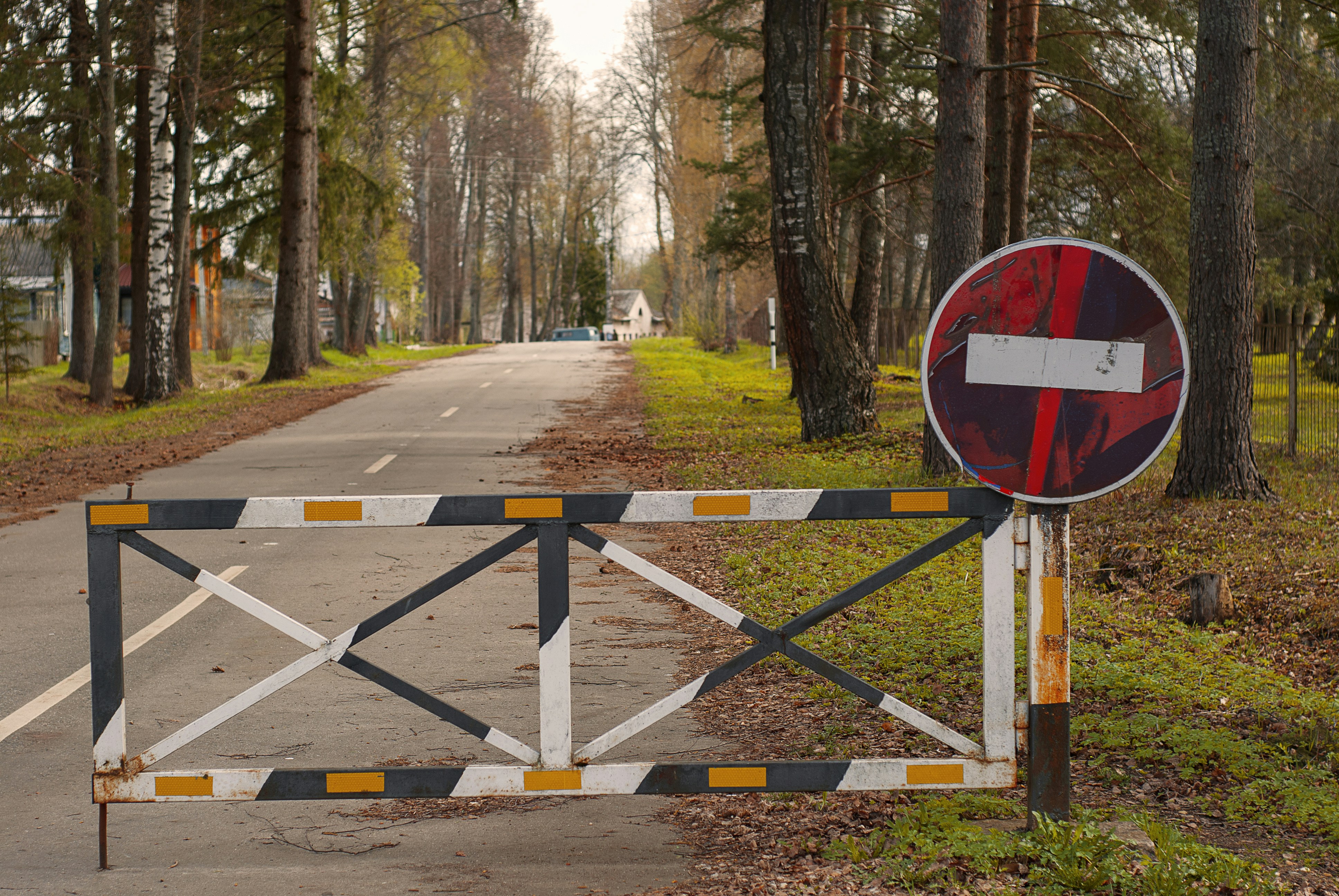 Stop sign at the entrance