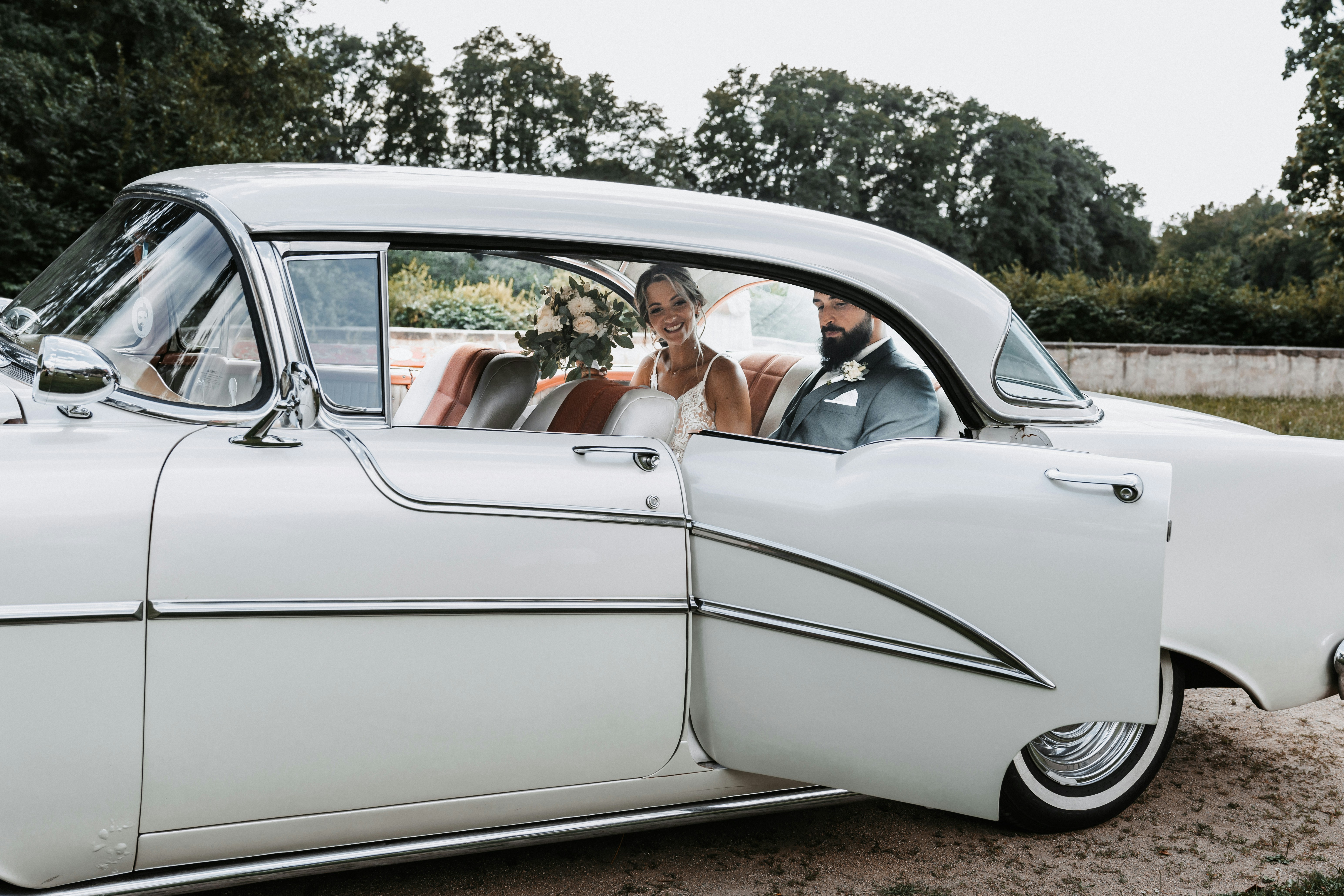 Nuptial Glimpse Inside a Chrome-Washed Vintage Coupe