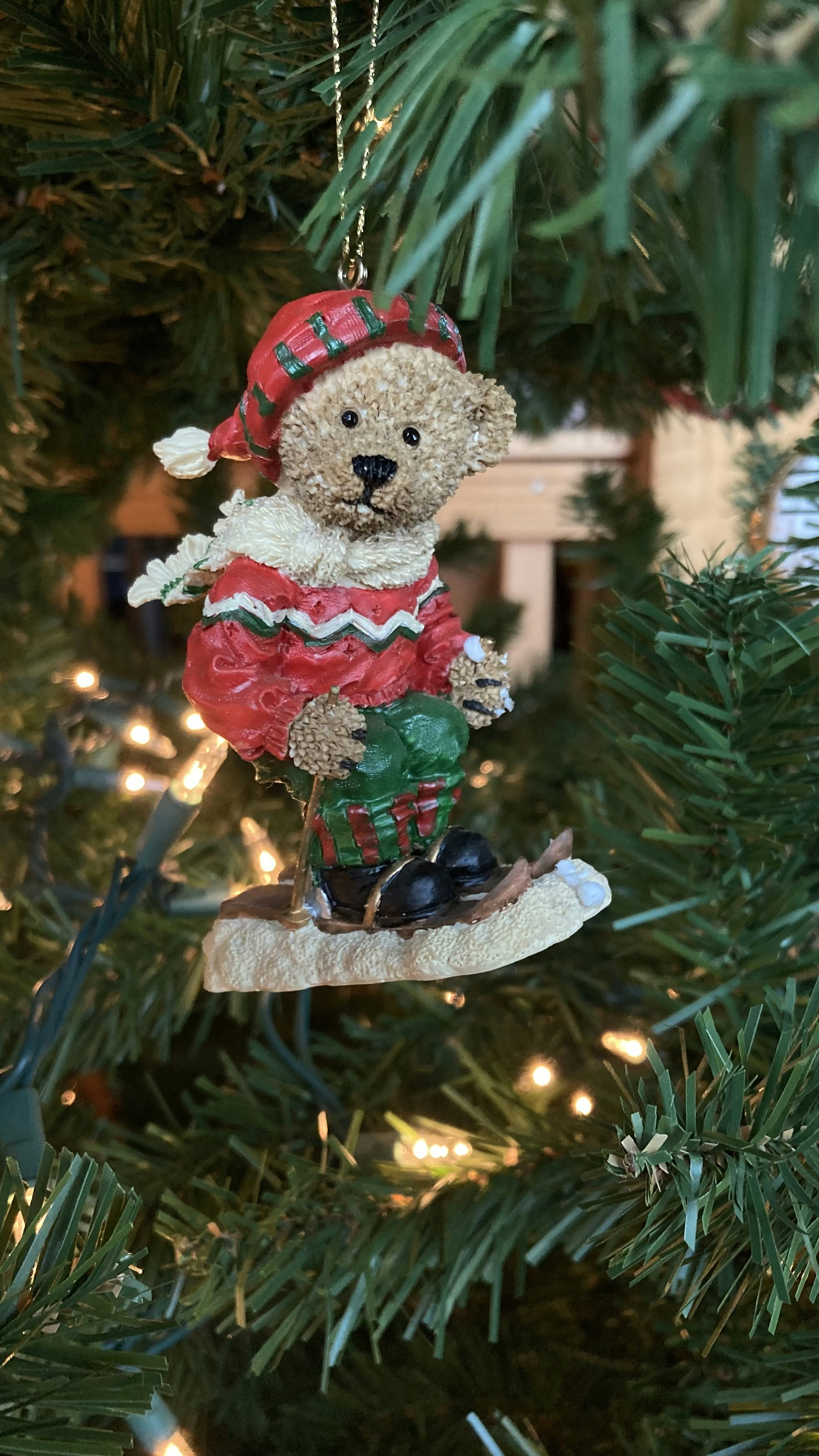 Village Teddy Ornament Carved into a Christmas Tree