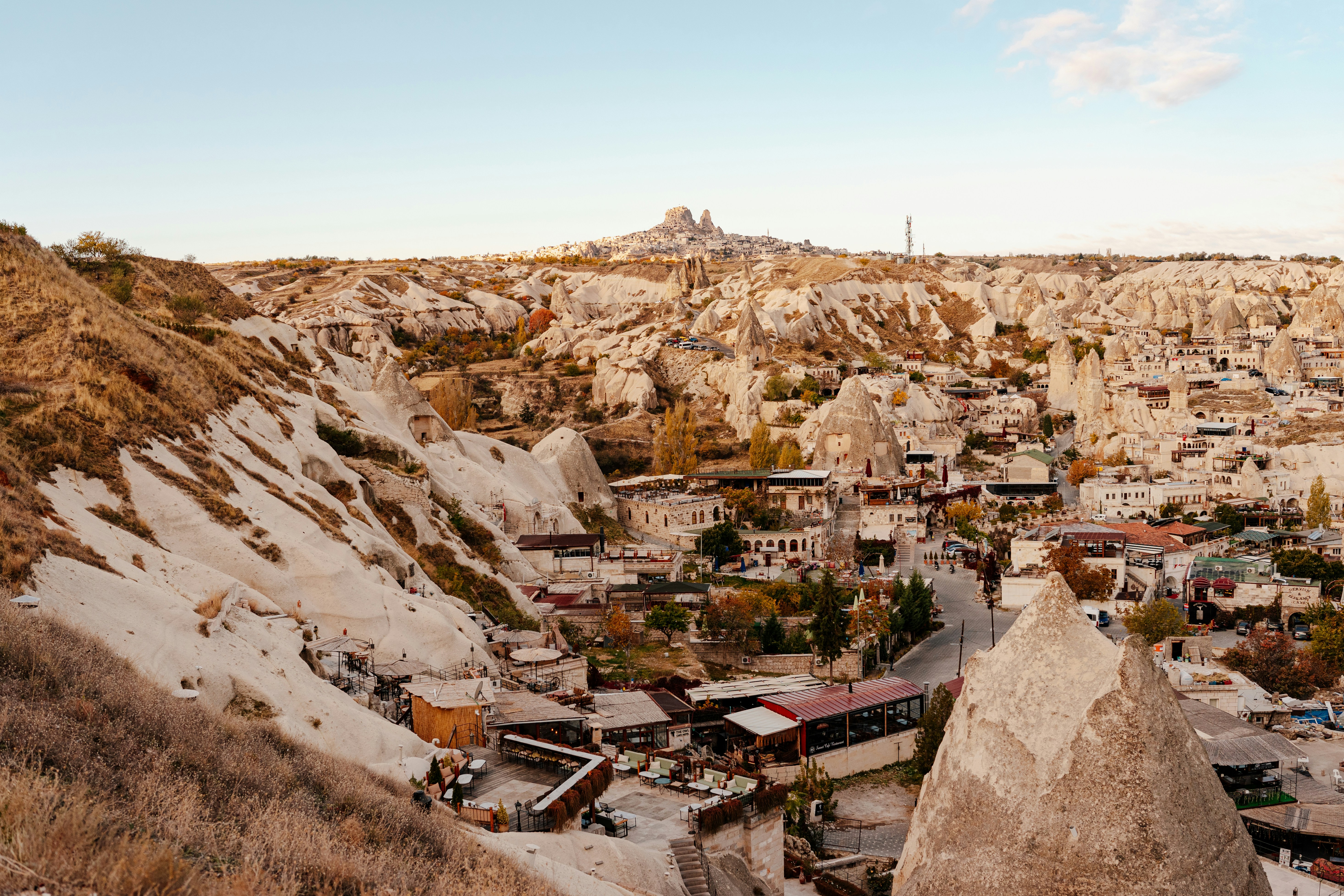An aerial view of a small town in the desert photo – Free Göreme Image ...