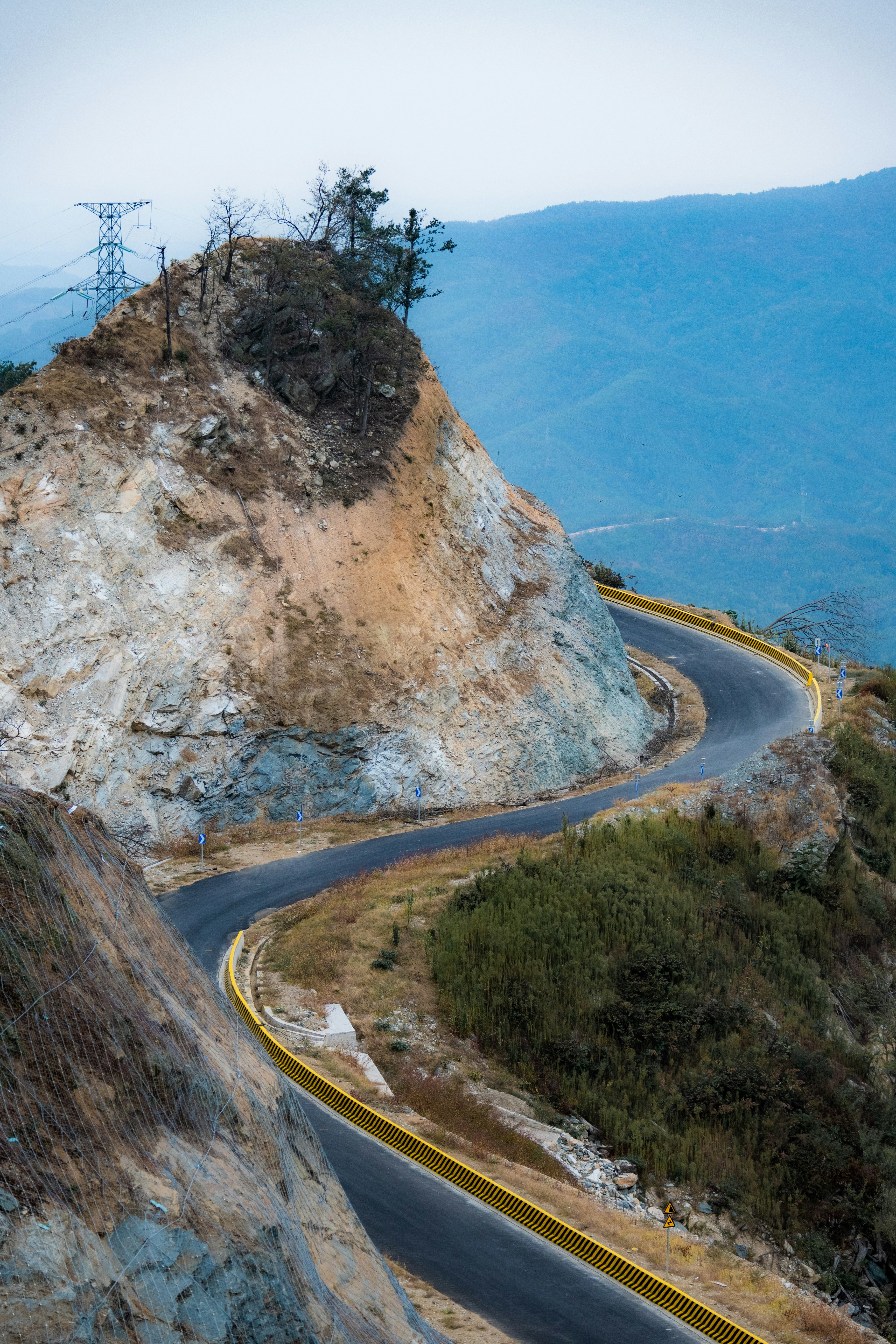 Winding Knife-Edge Road Climbing the Mountain