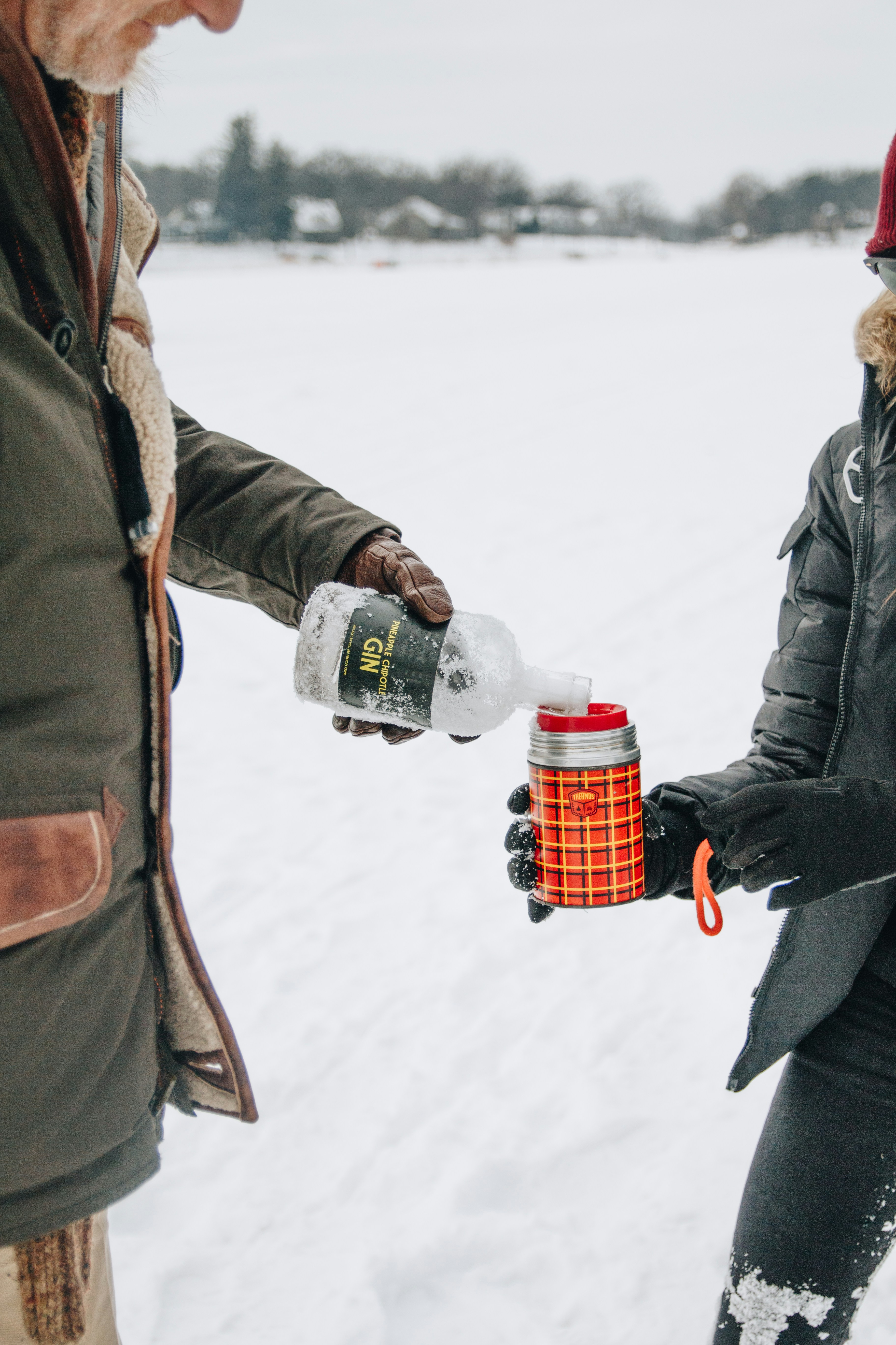 Snowfield Exchange: Pouring Warmth into a Plaid Thermos