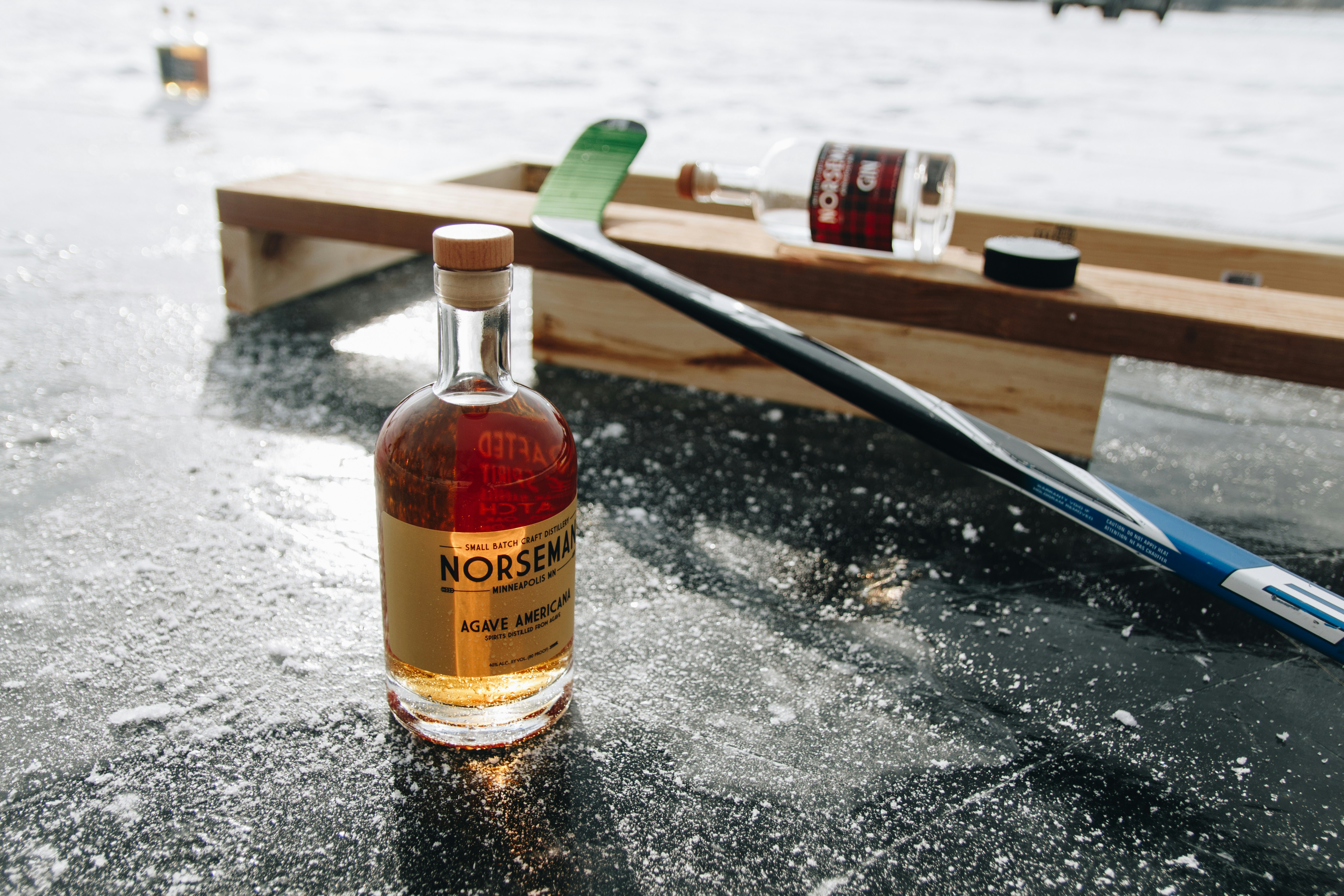 Norseman on Ice: A Bottled Moment Amid Frost and Oar