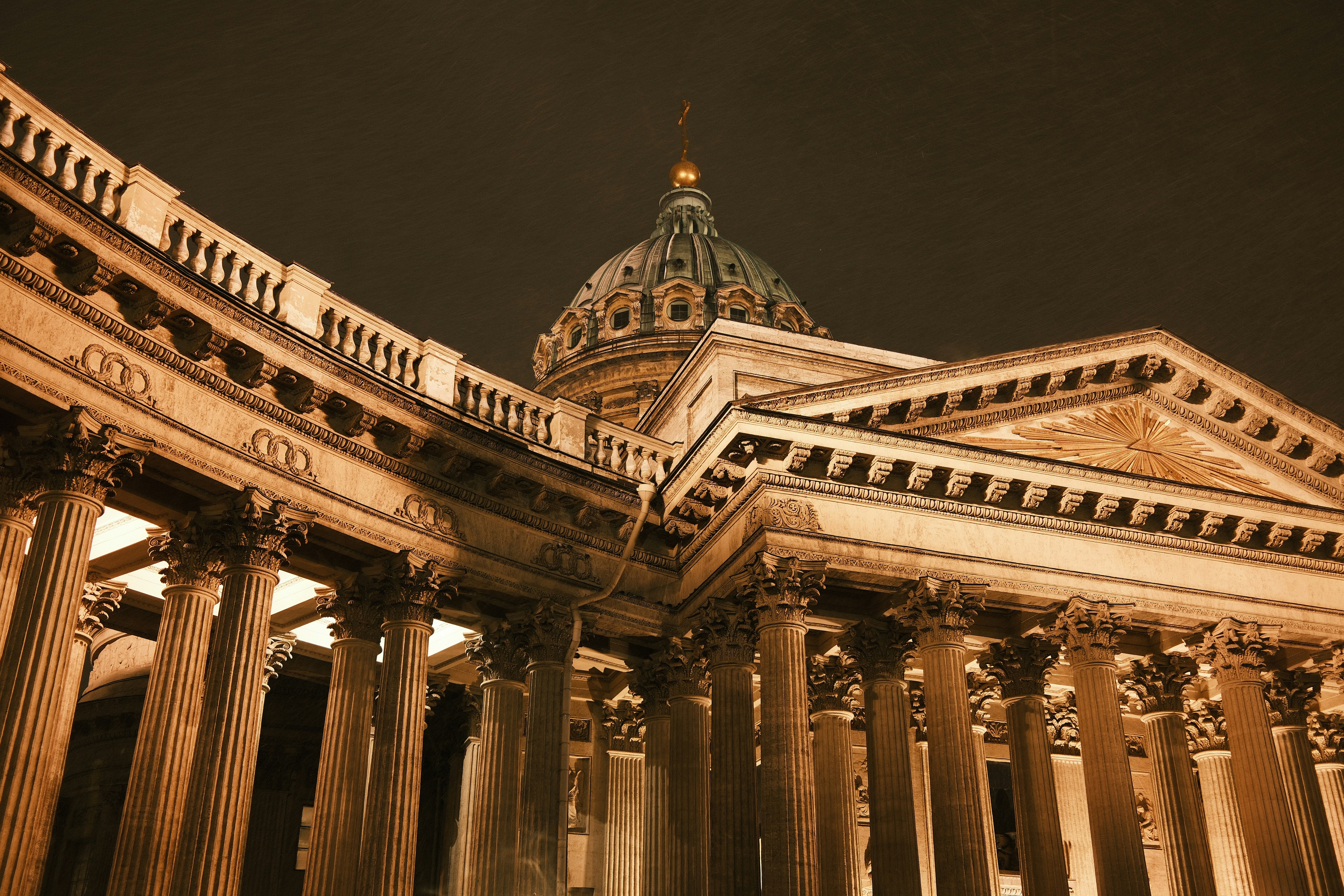 A building with columns and a dome at night photo – Free Building Image ...