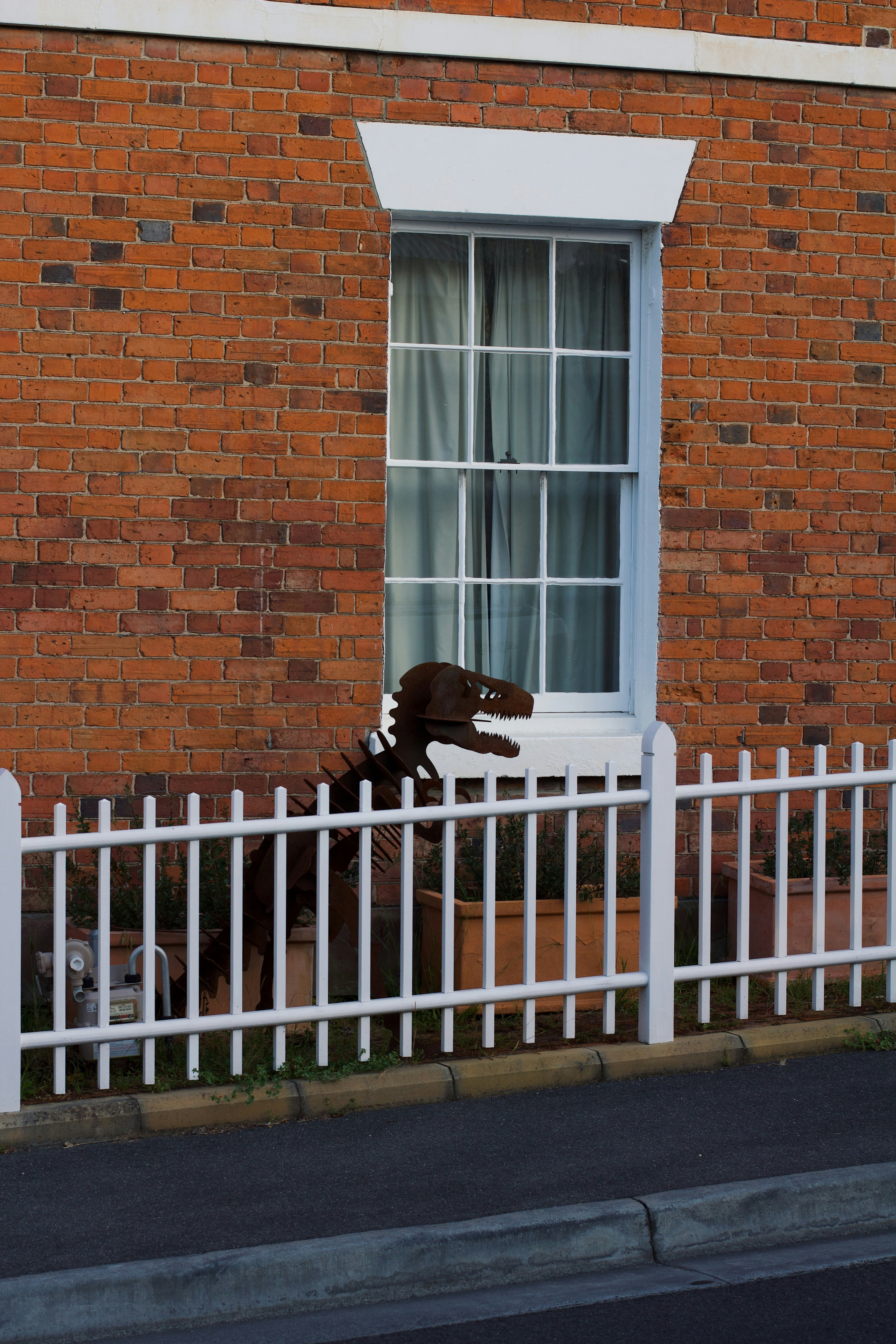 A dinosaur sculpture