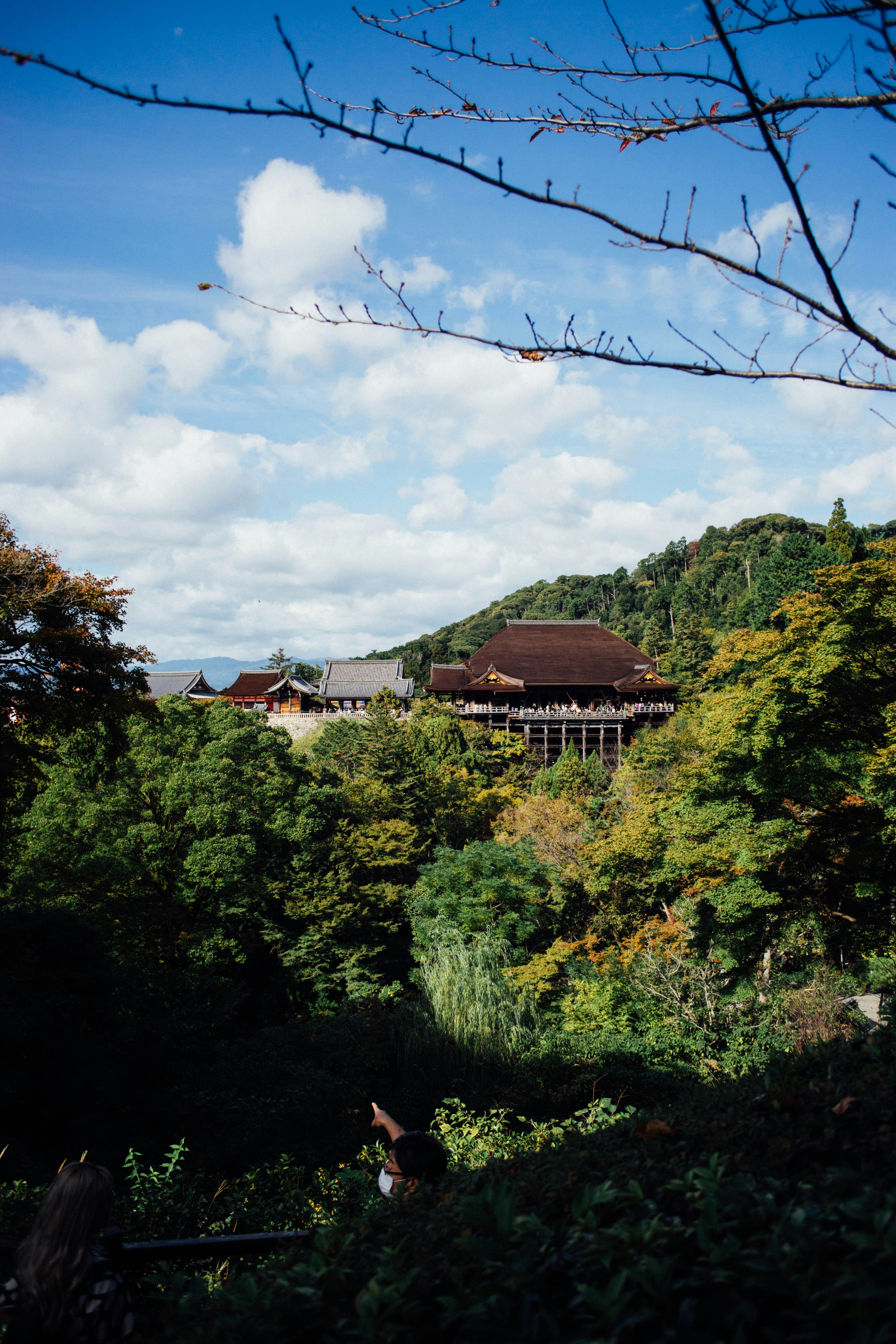 Hilltop Temple Framed by Autumn Foliage