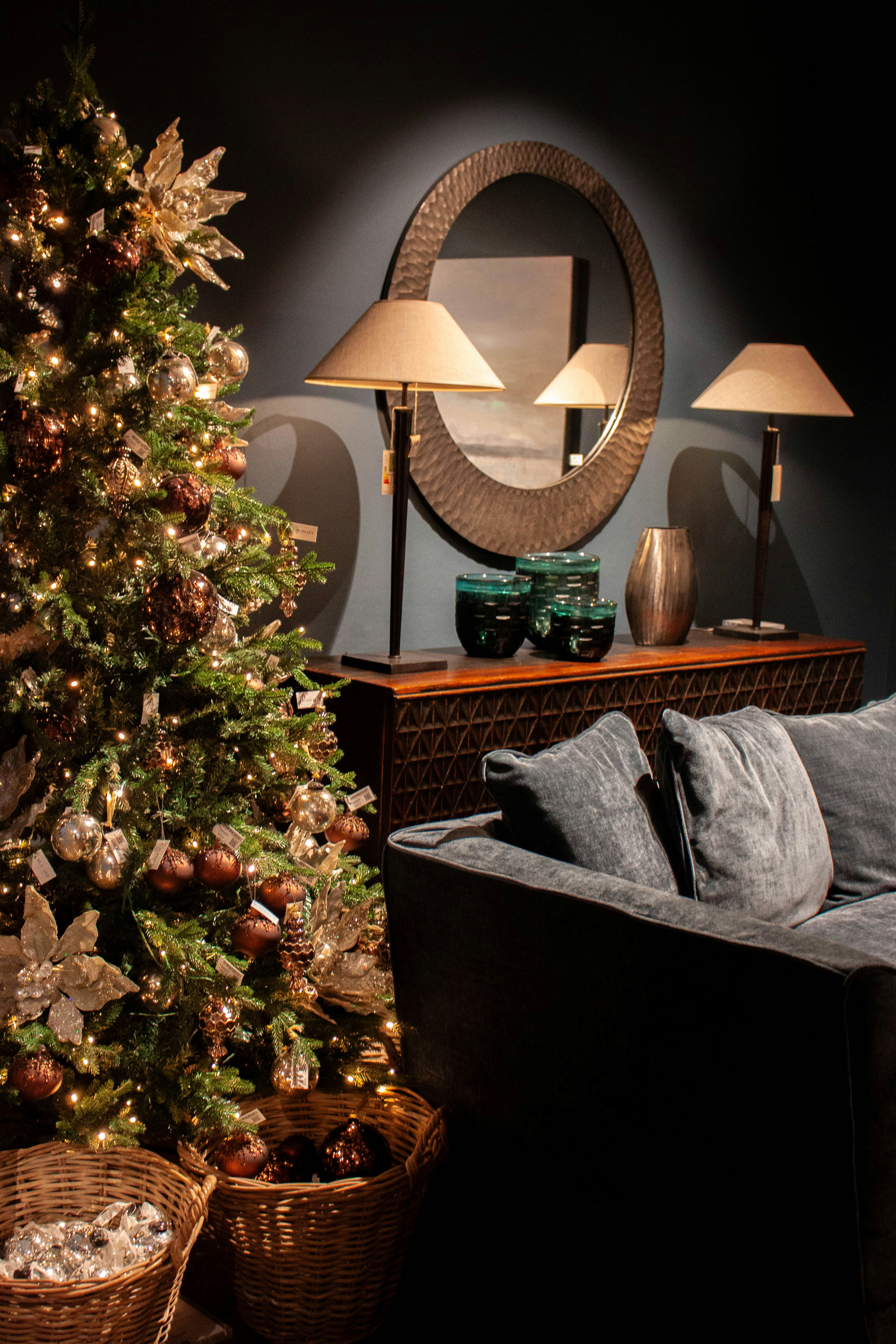 Warm Glow: Christmas Tree and Cozy Console Scene