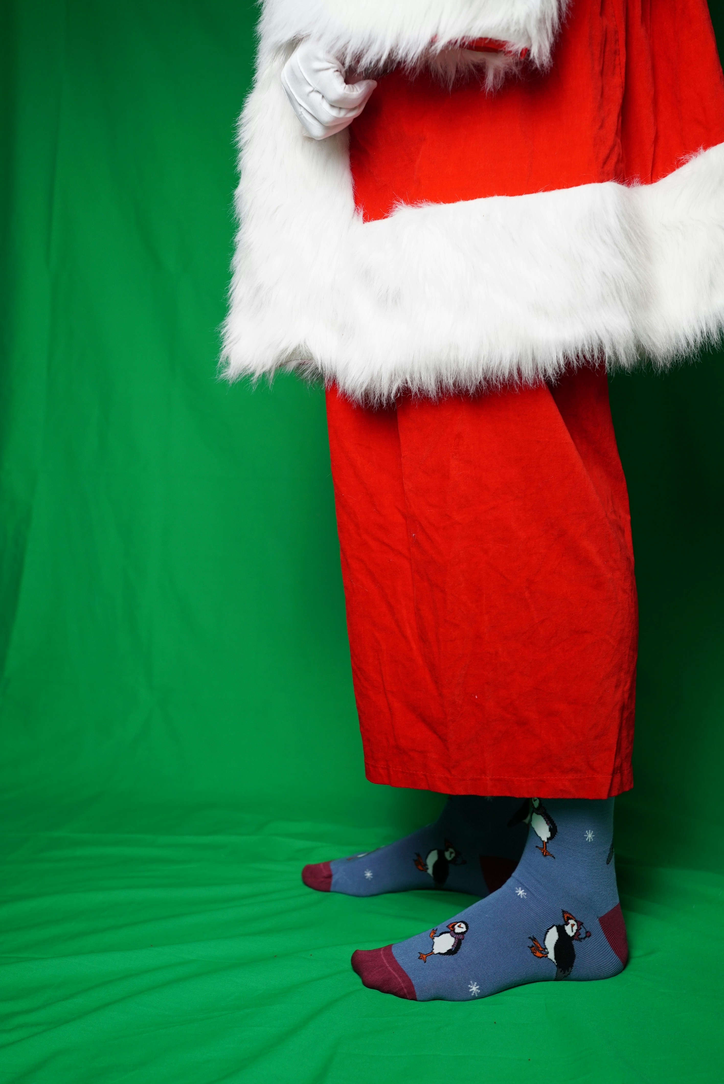 Santa's Step: A Festive Portrait at Ground Level