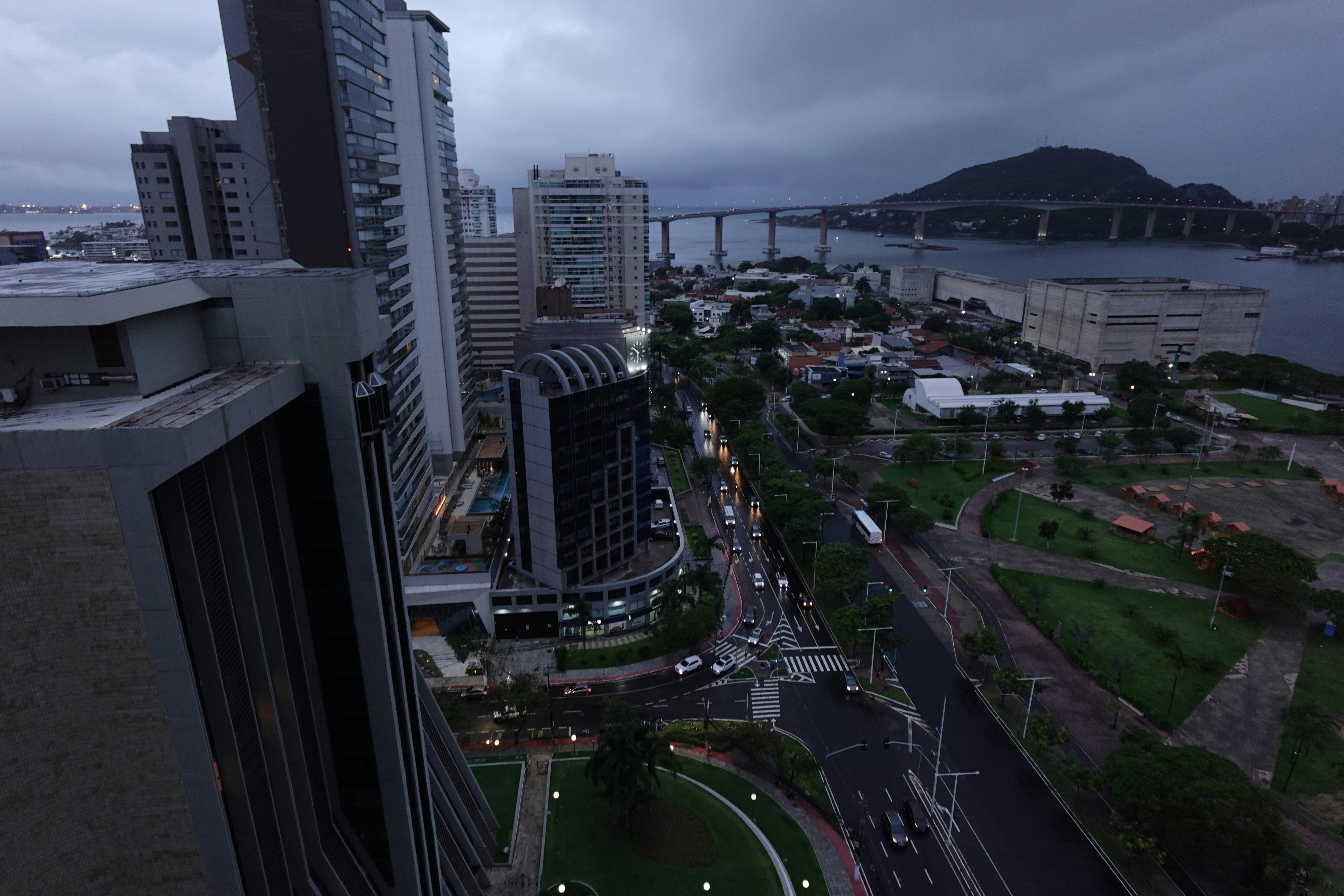 Overlooked Cityscape: A Coastal Bridge Scene from a High Rise