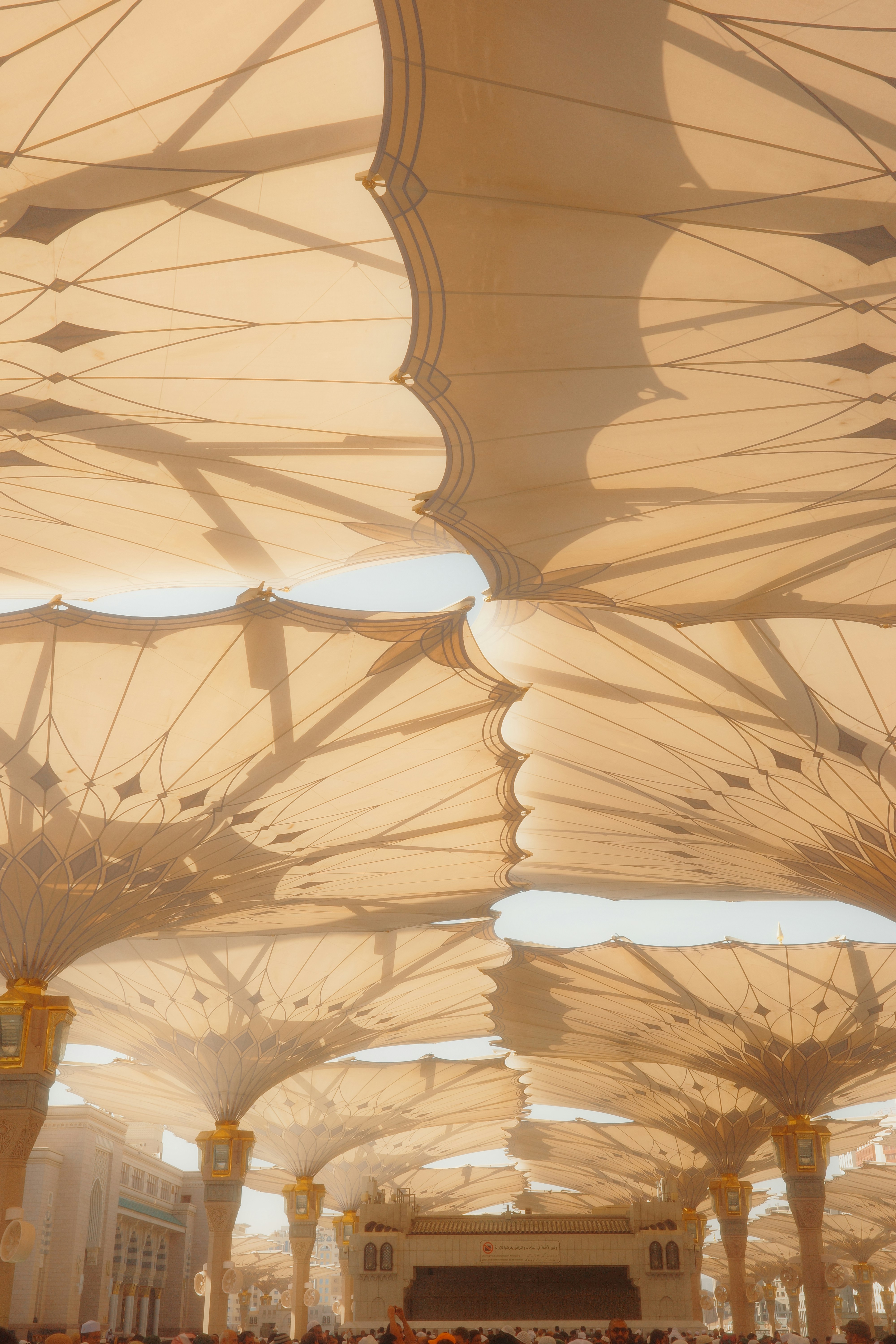 A group of people under umbrellas inside of a building photo – Free ...