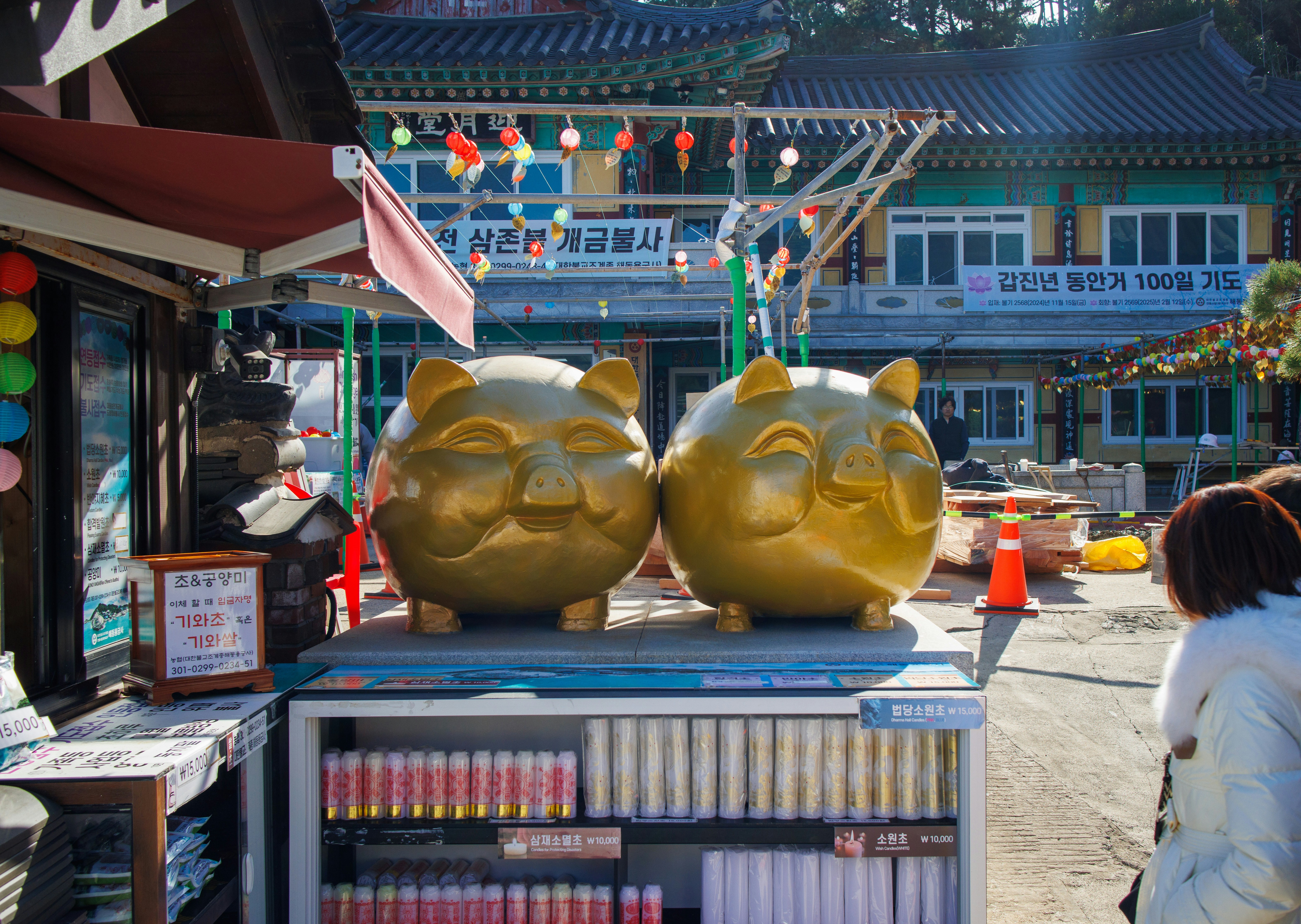 Twin Golden Maneki-Neko Guard the Market Stall