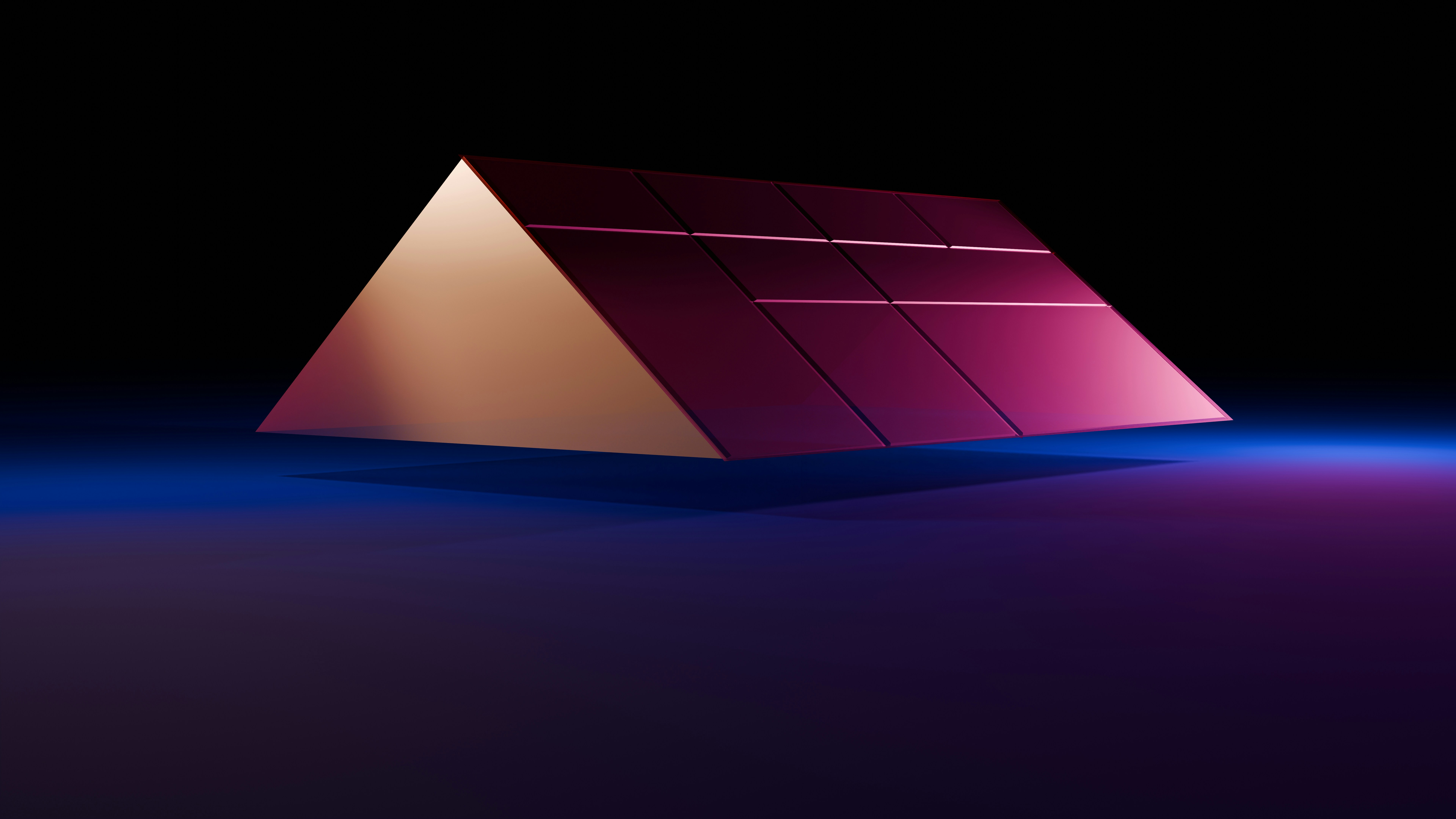 A triangle shaped object in the middle of a dark room photo – Free 4k ...