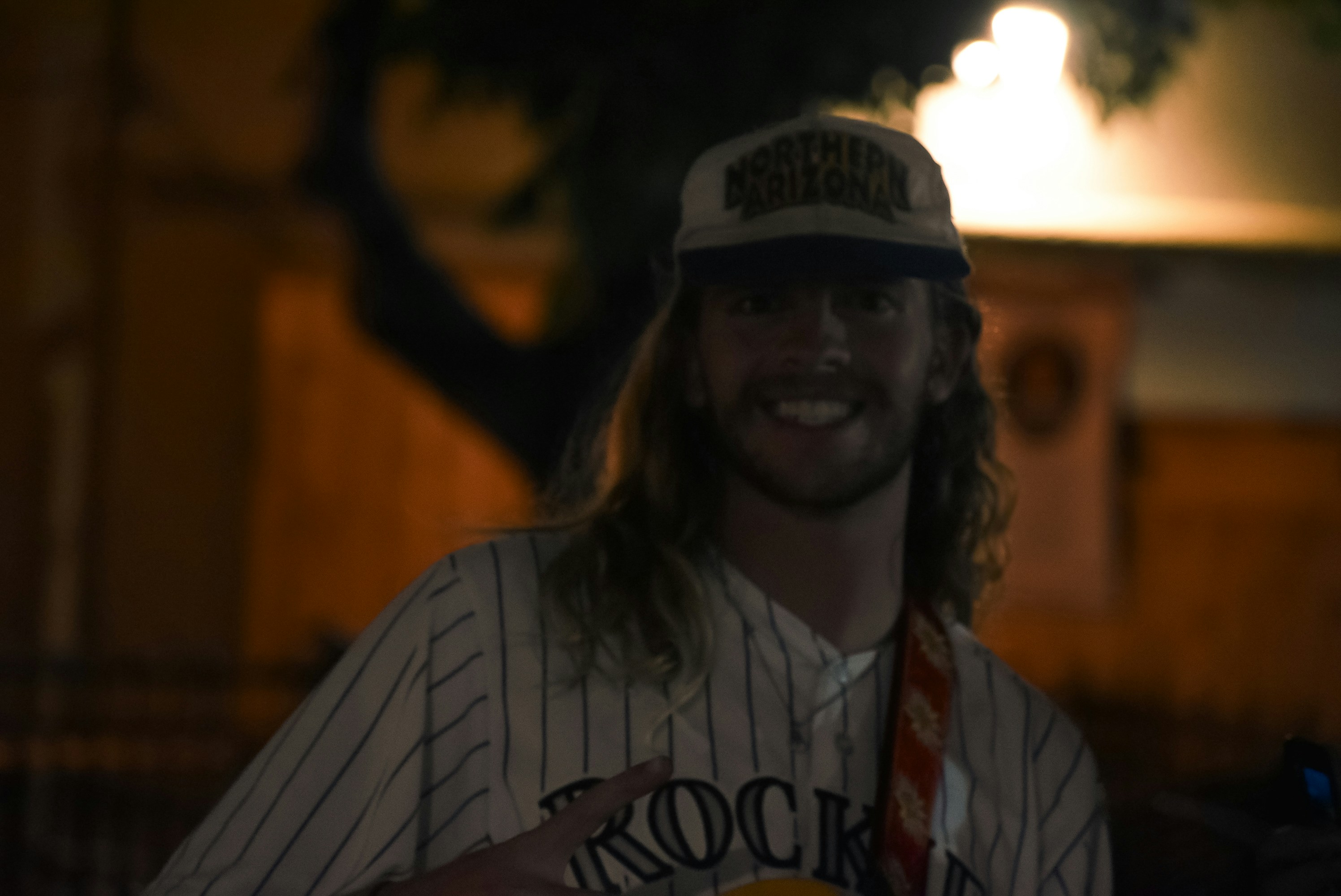 Midnight Jersey Rocker Under Amber Streetlight