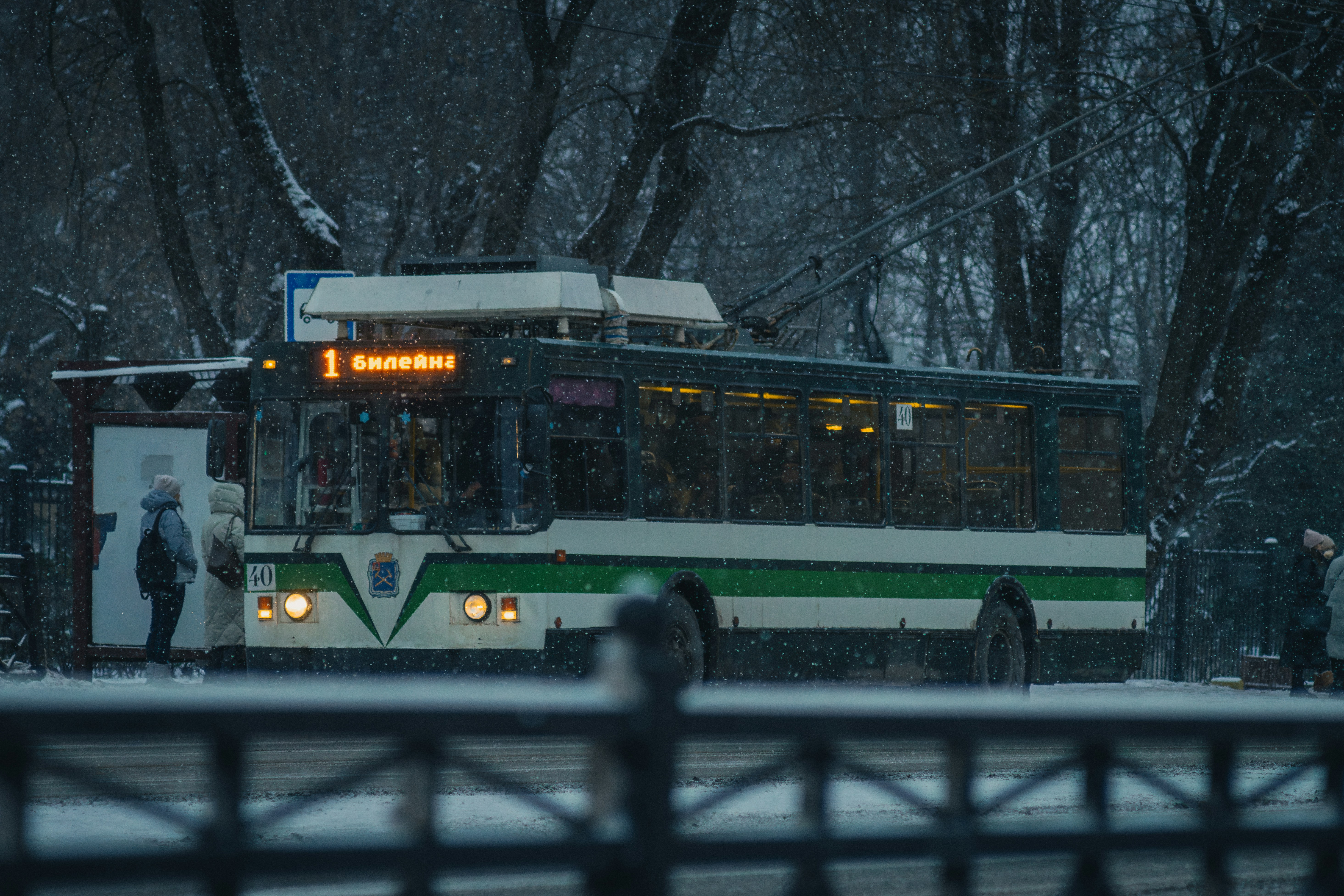 Evening Commute in Winter's Embrace