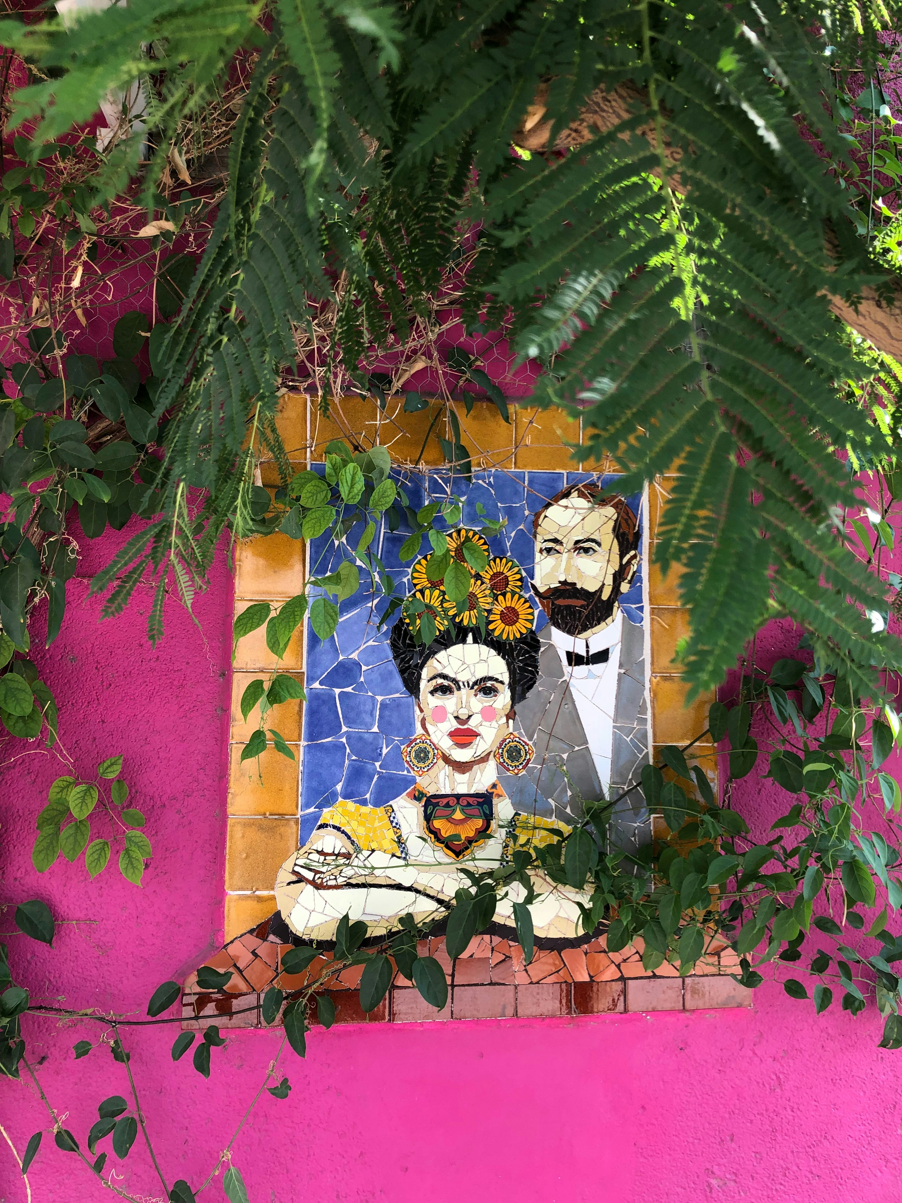 Mosaic Portrait Amidst Greenery