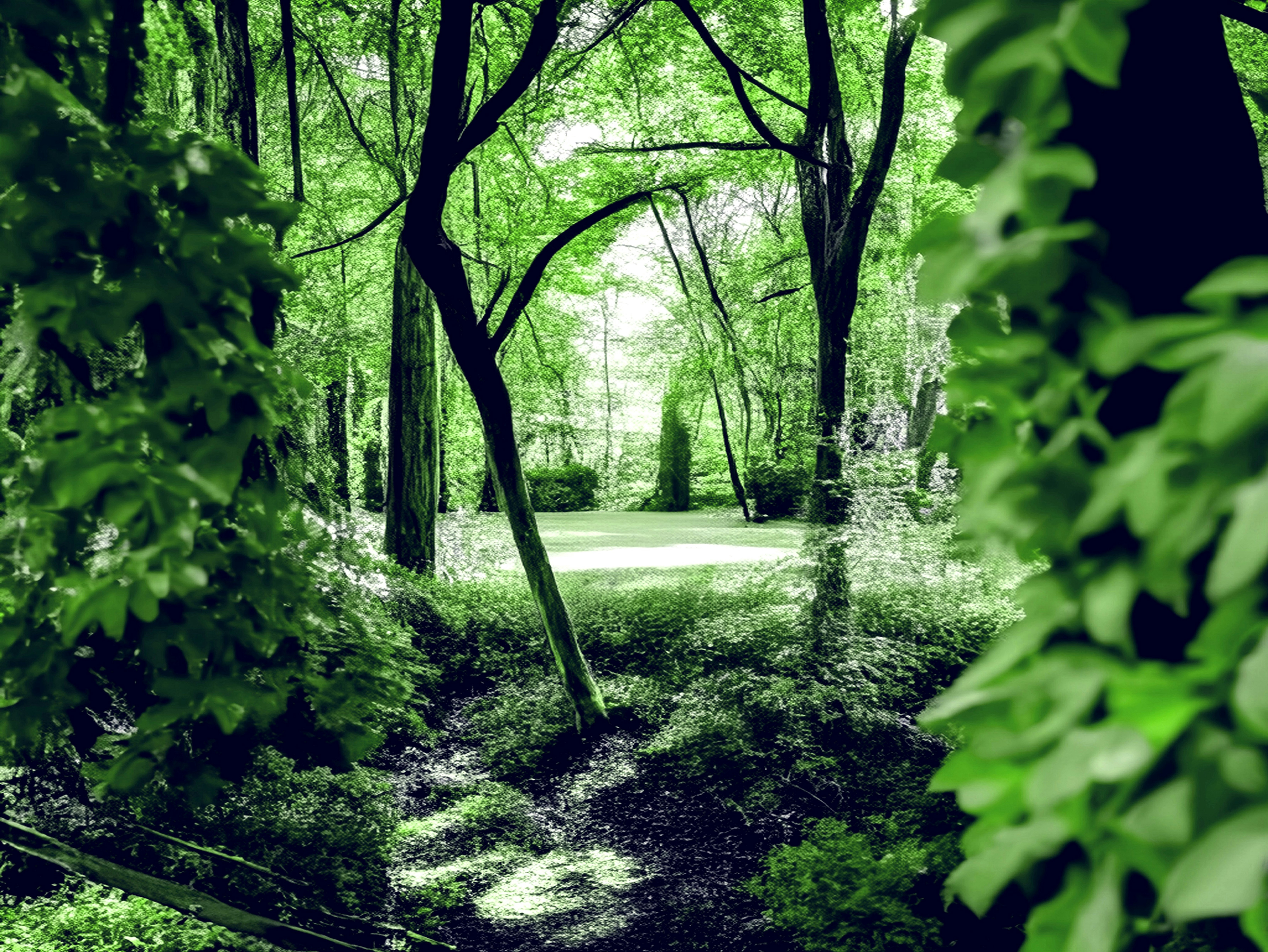 A path through a lush green forest filled with trees photo – Free ...