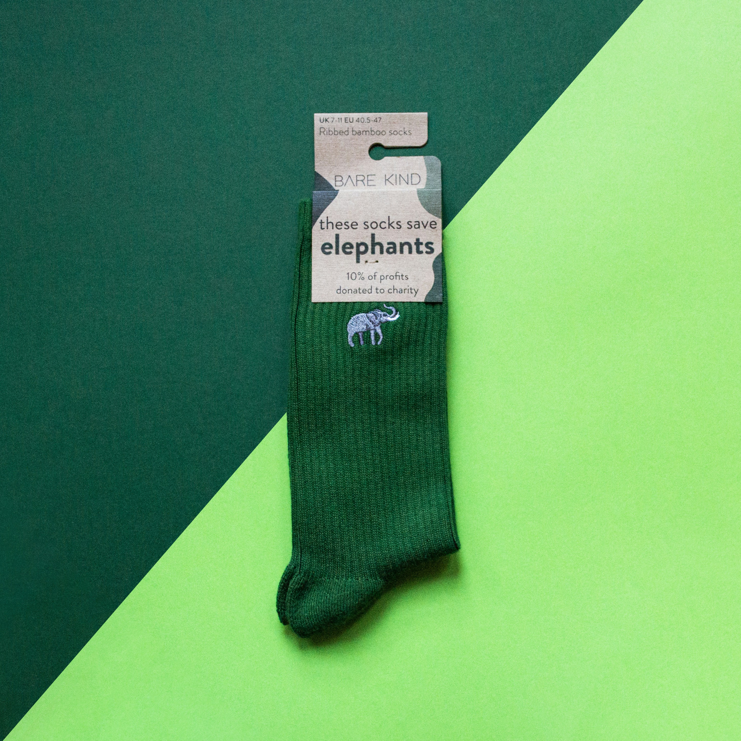 Elephants on a Green Tag: A Sock’s Quiet Charity Message