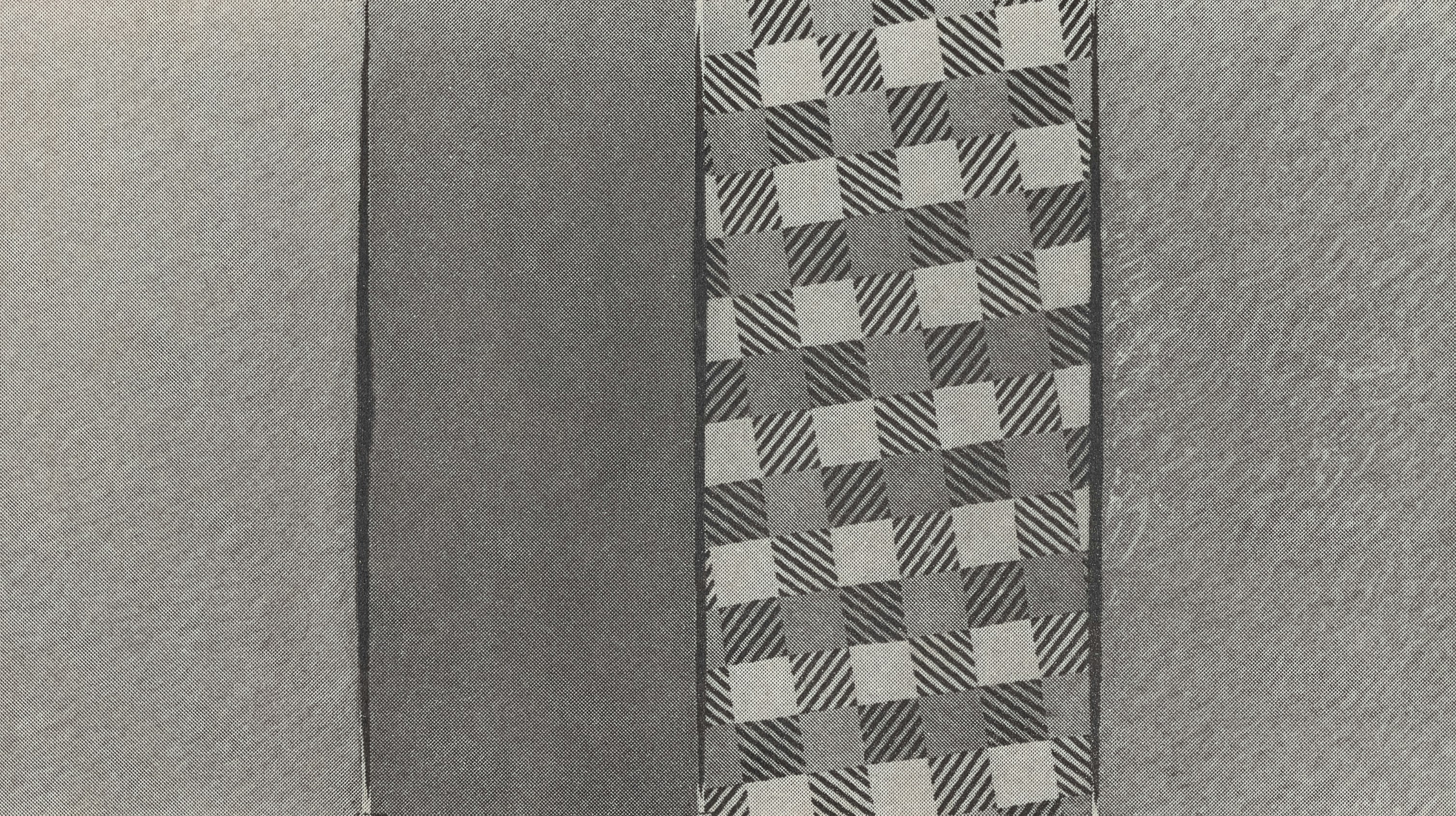 Black and white geometric pattern with alternating diagonal stripes and solid squares.