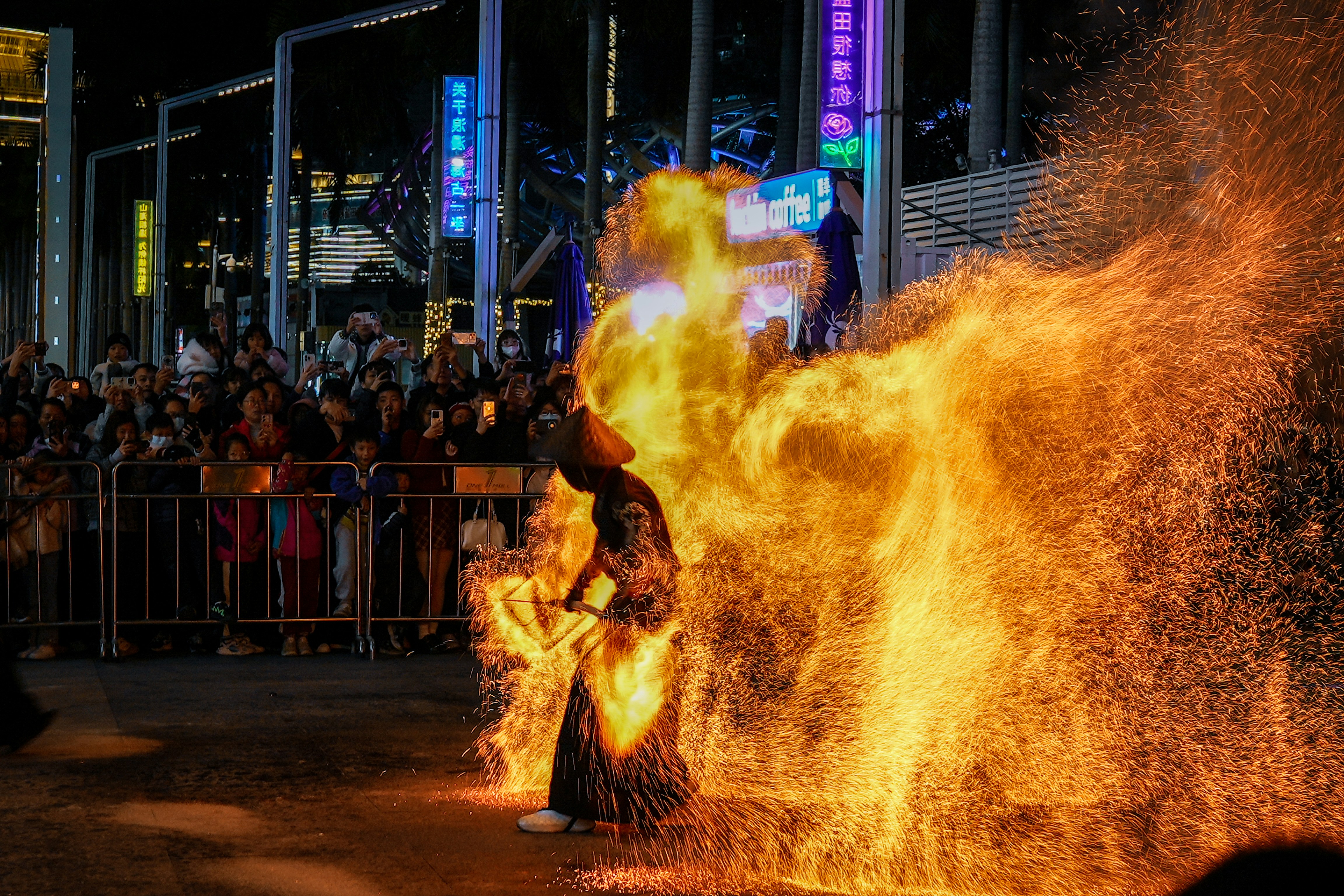 Fiery Performance: A Street-Stage Inferno