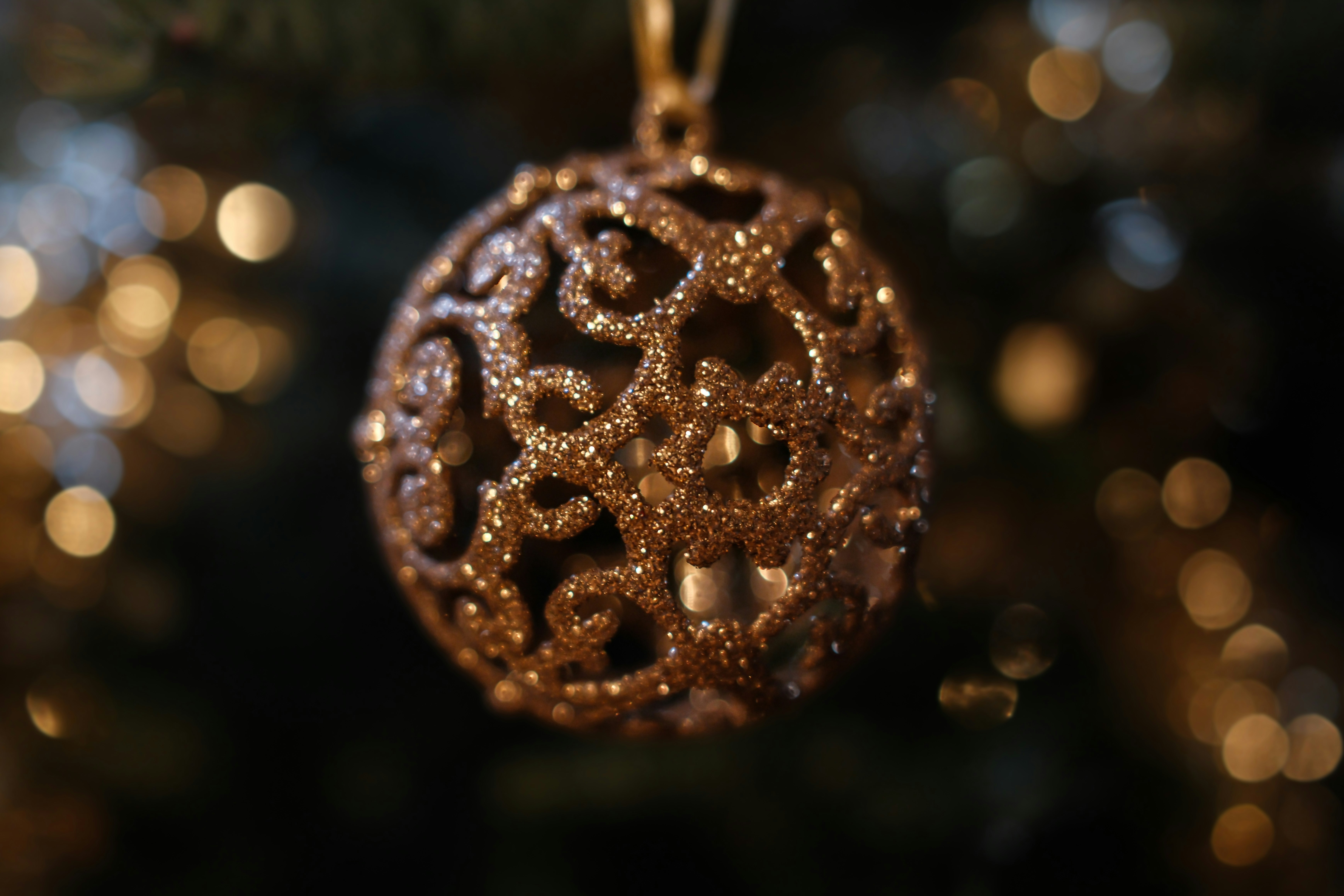 Gold Filigree Globe in Velvet Bokeh