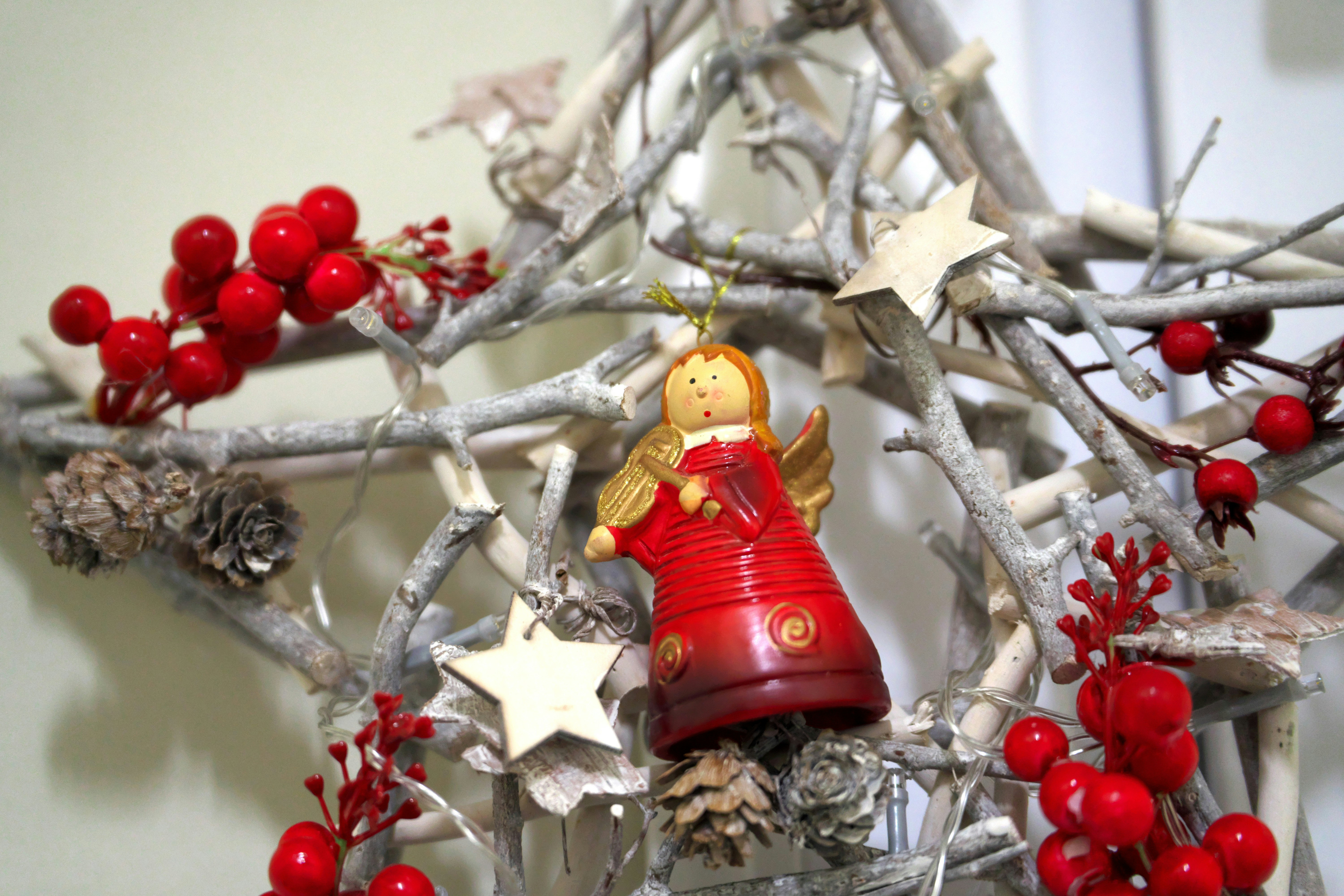 Festive Angel Amidst Winter Branches