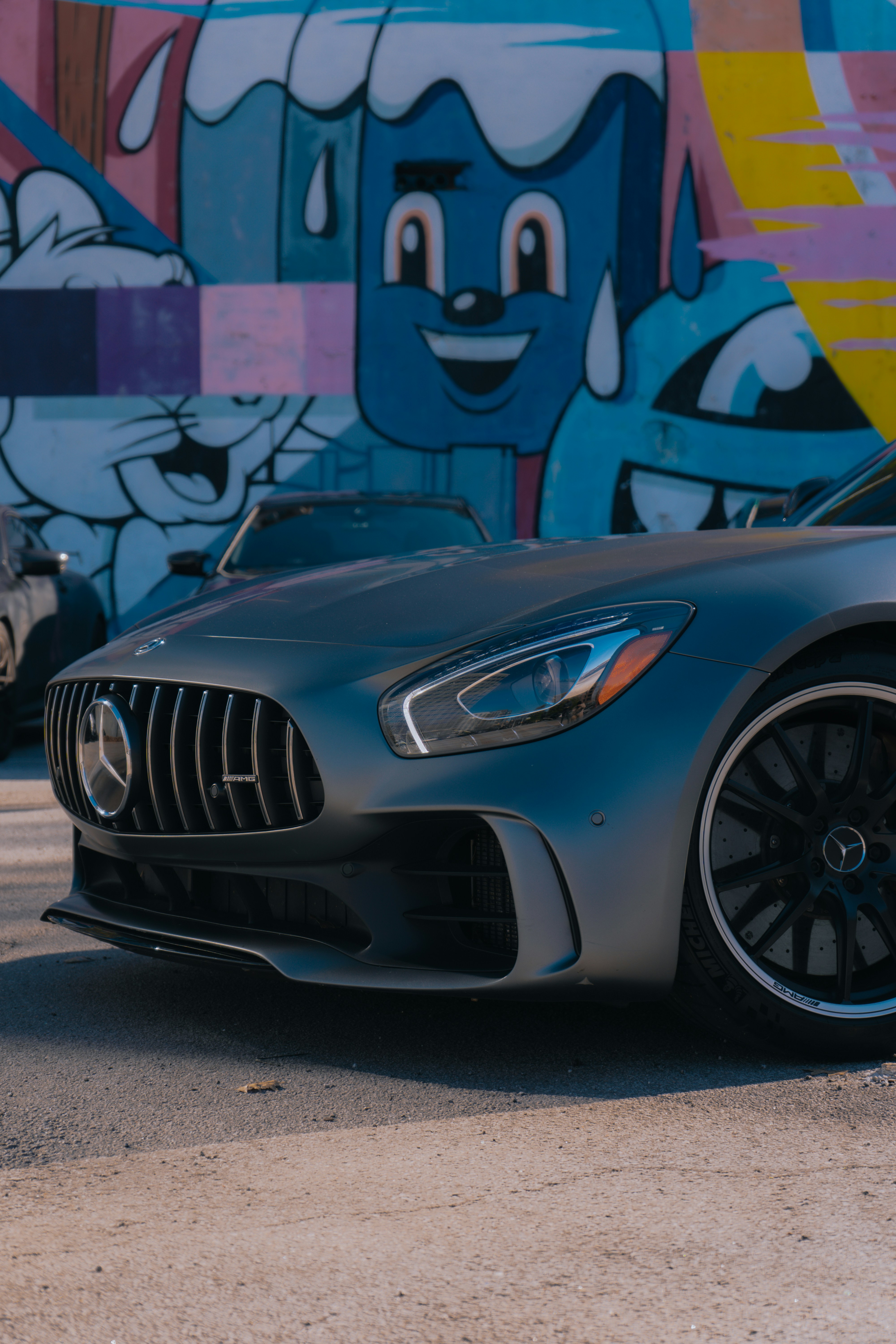 Blue Stallion in Front of Graffiti Graze