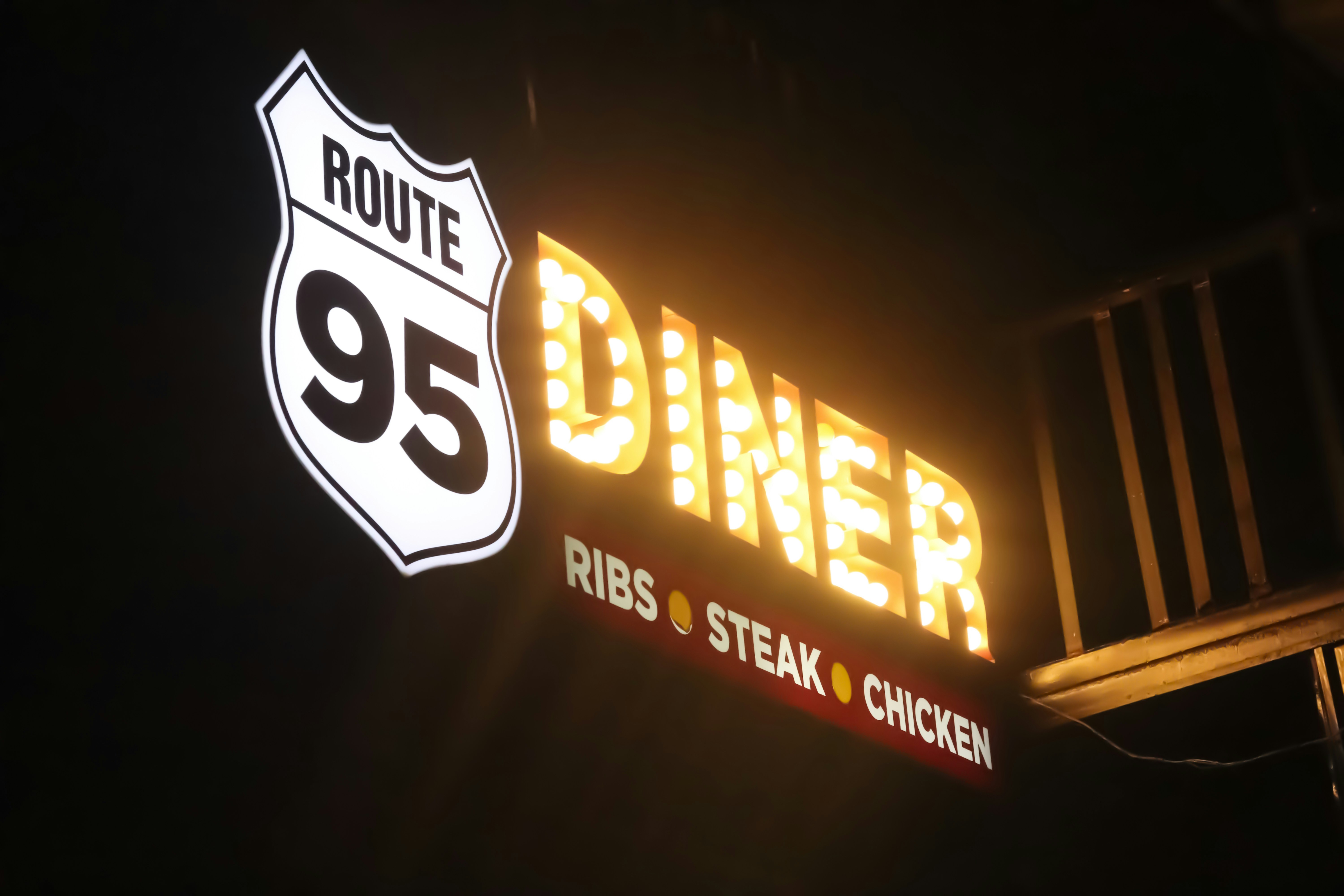 A neon sign that reads route 95 diner photo – Free Text Image on Unsplash