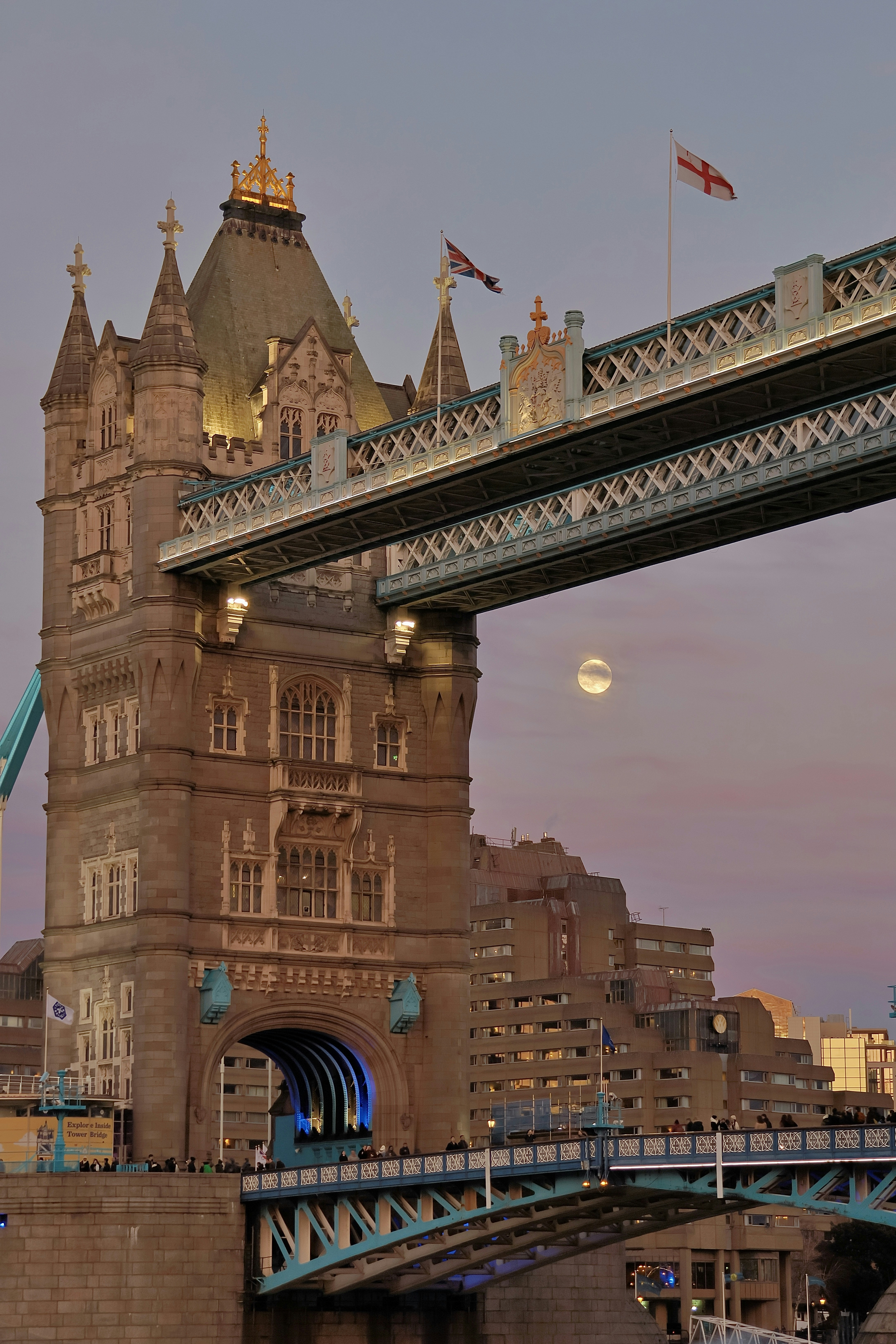 Twilight Moonrise Over London’s Tower Bridge