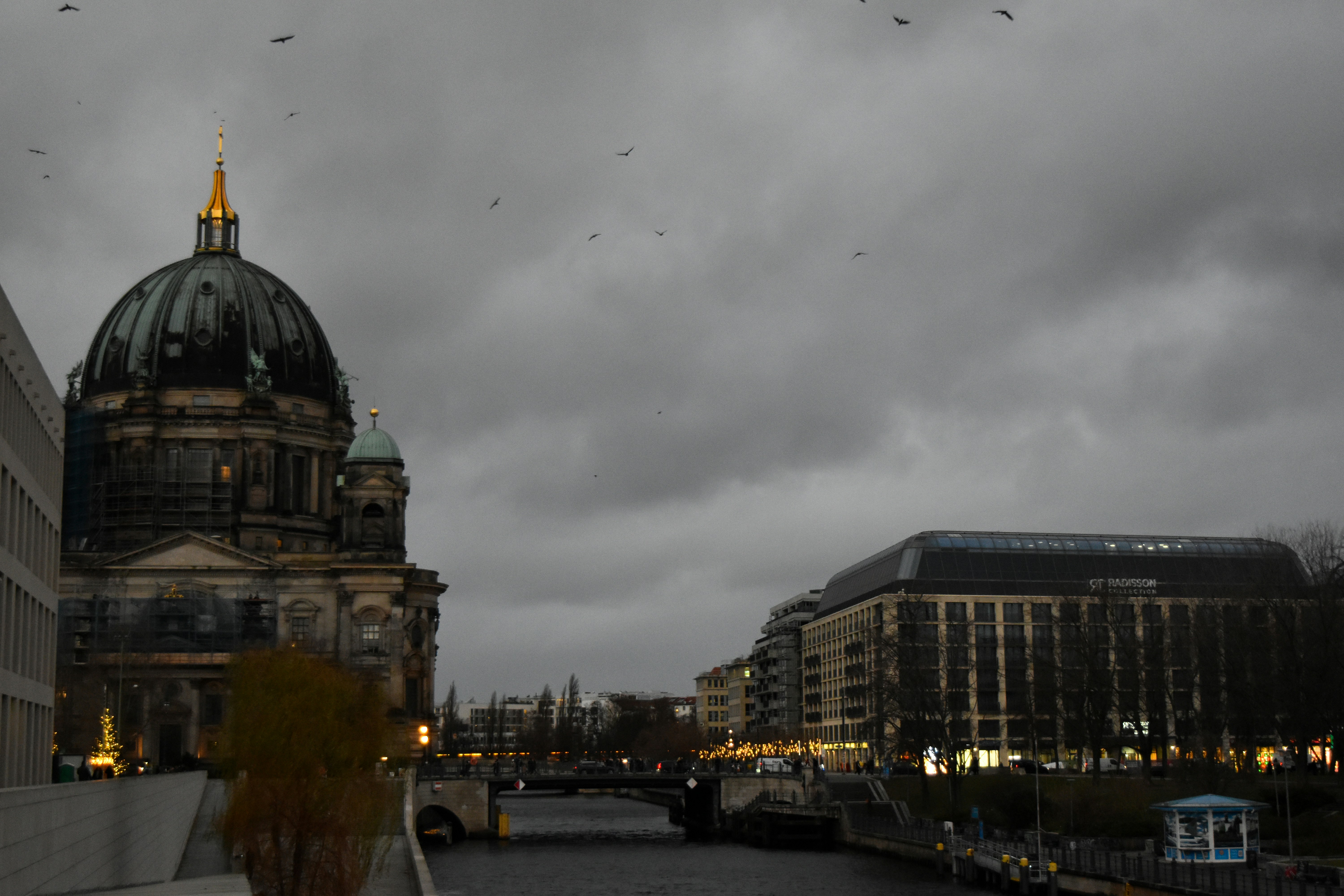 Domed Cathedral Over the Spree at Dusk