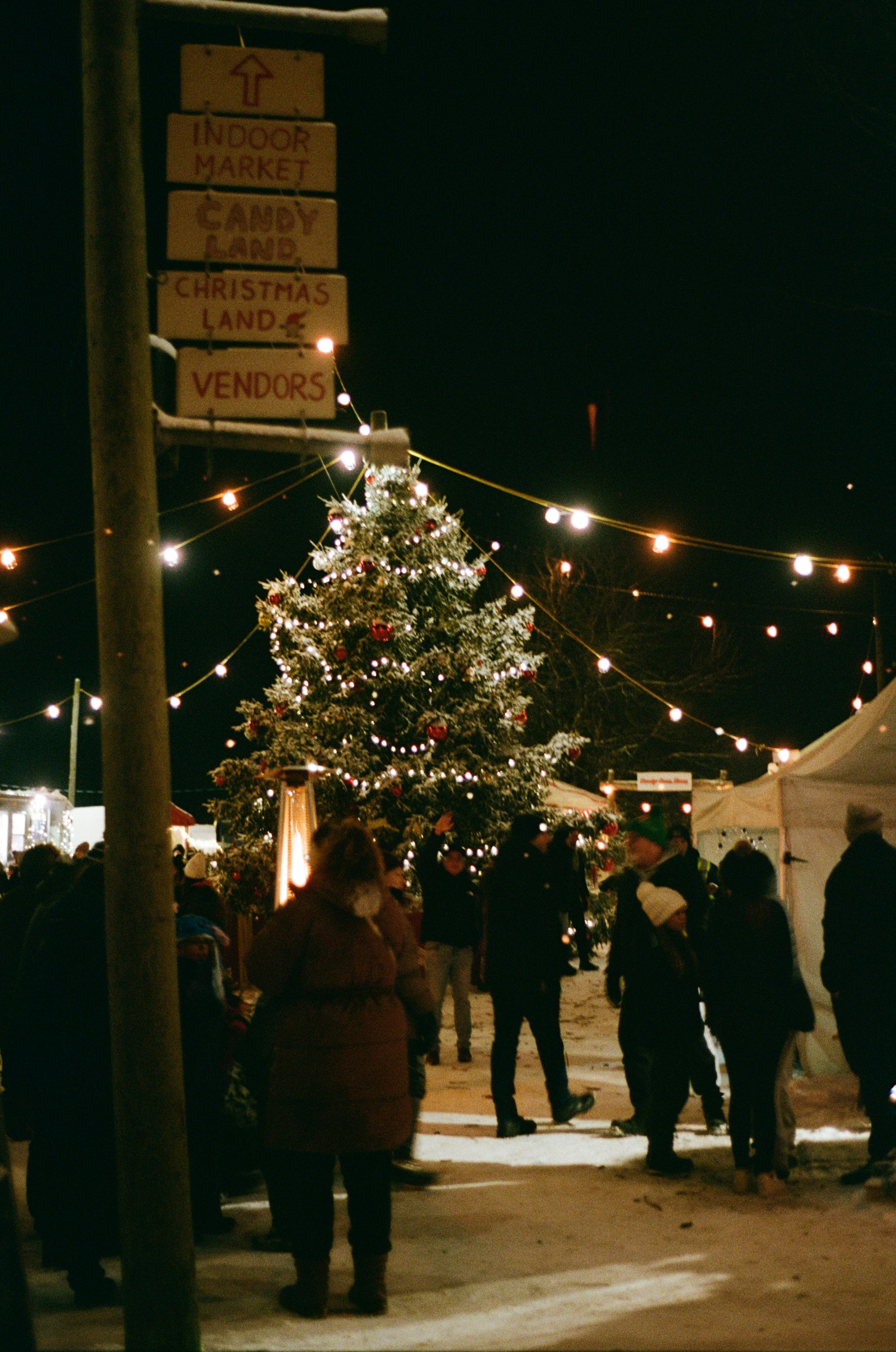 A group of people standing around a christmas tree photo – Free ...