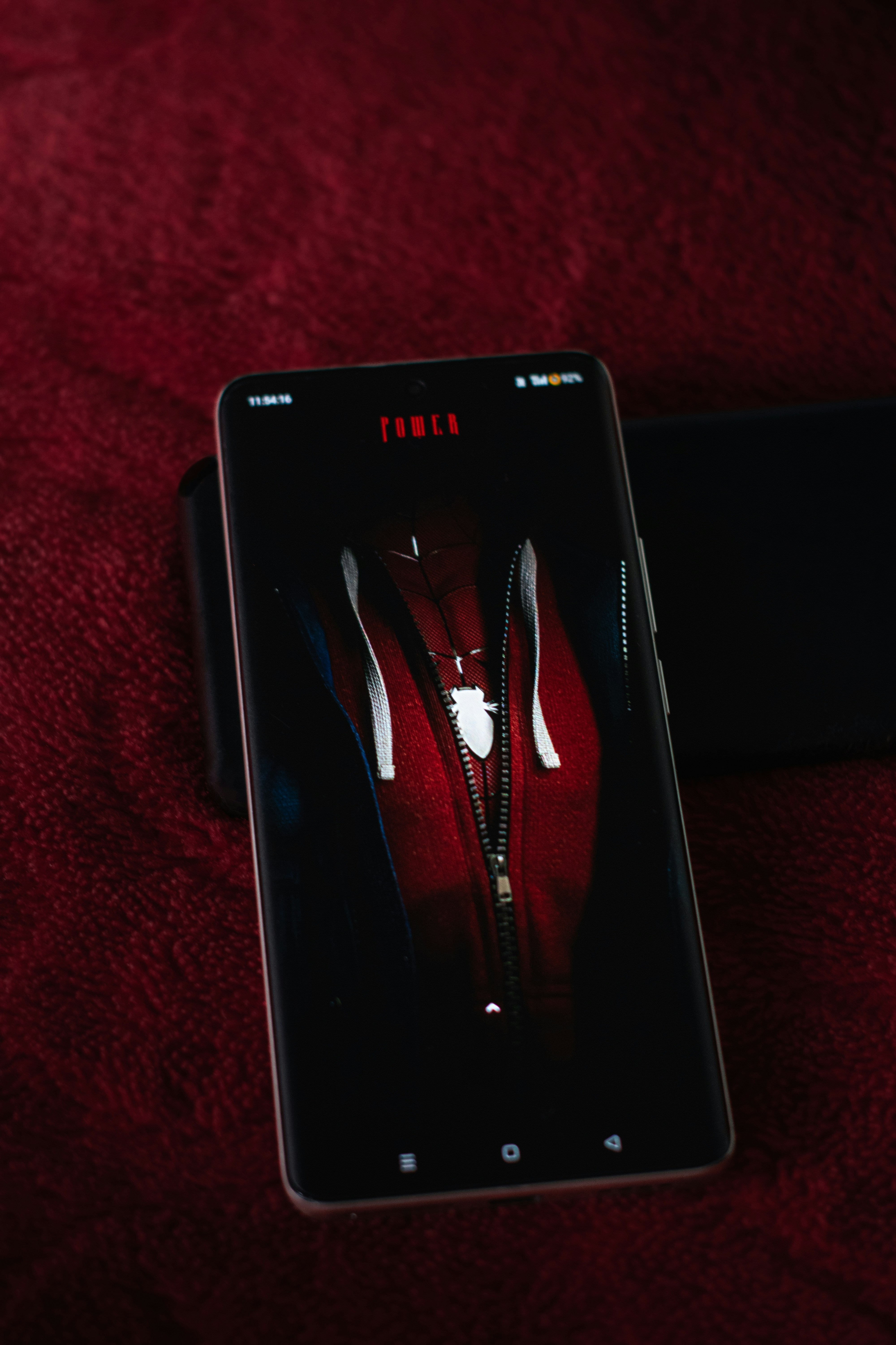 Crimson Zipper: A glowing portrait on a velvet red