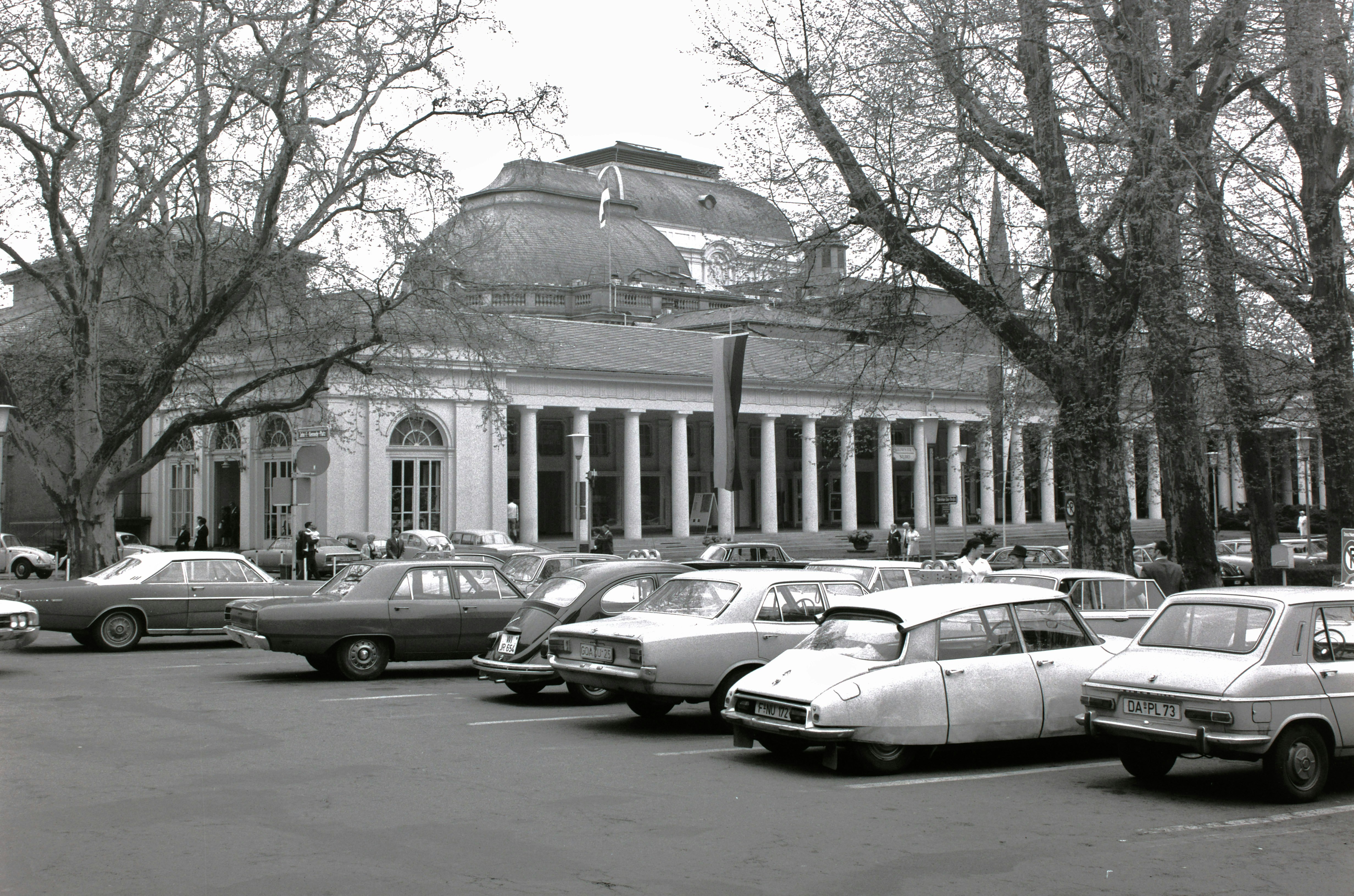 A Classic Car Courtyard Before the City Hall
