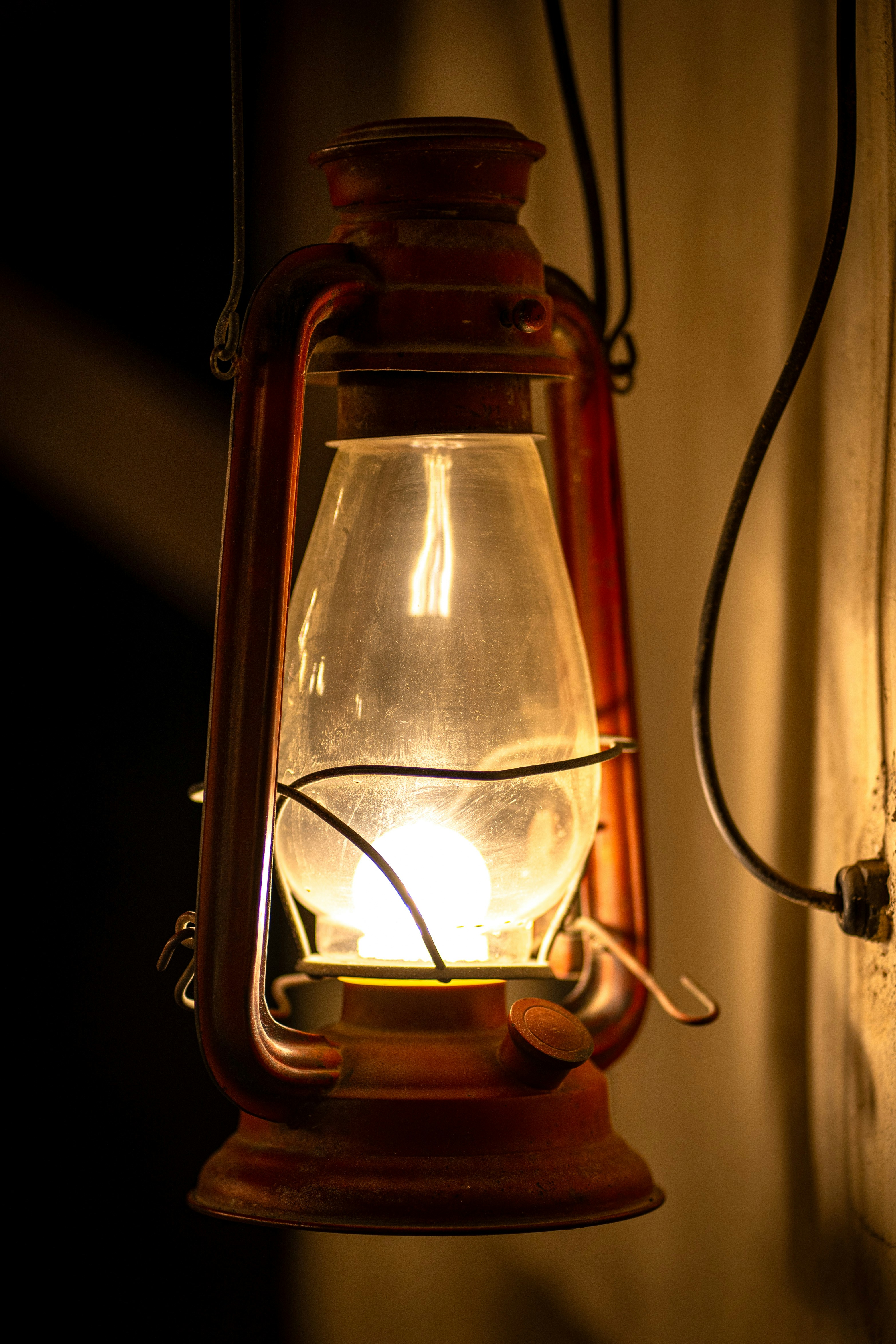 Red Lantern's Quiet Firelight in a Dim Corner