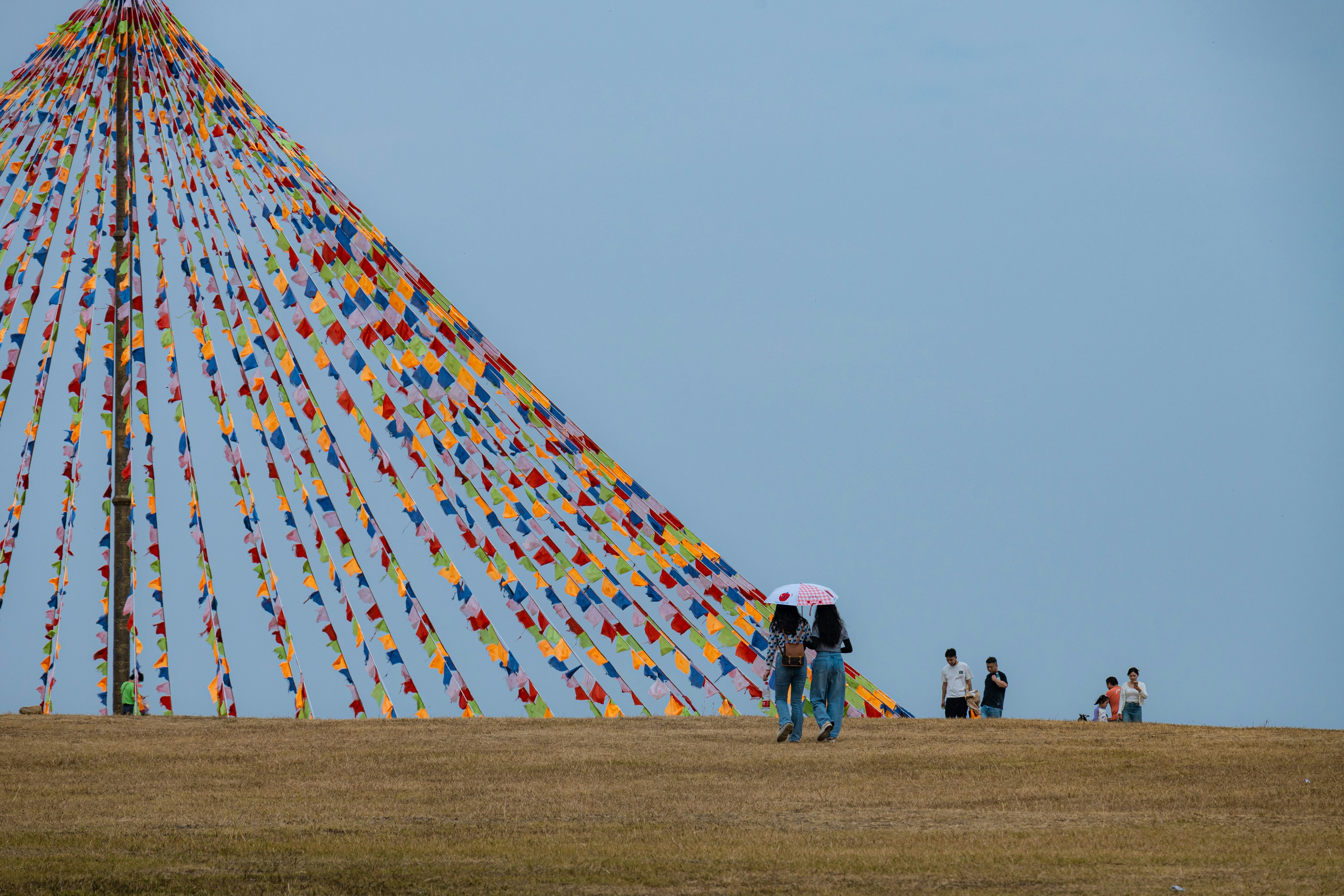 Rainbow Ribbon Spire on a Quiet Hill