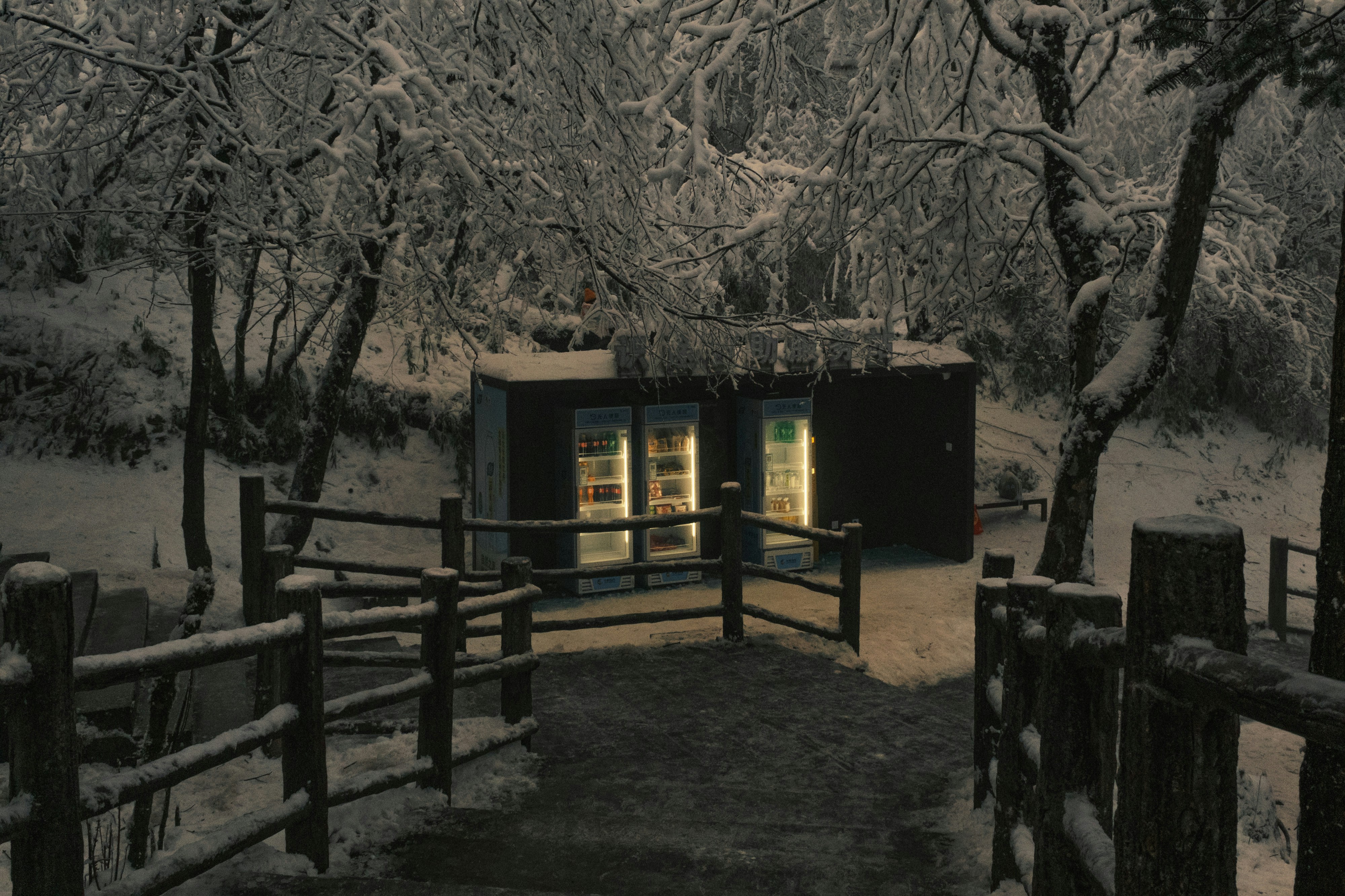 Warm Glow by the Snowbound Vending Shed